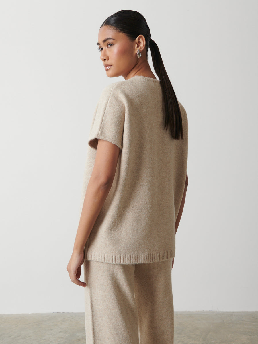 Alexia Cross Over Knitted Vest - Oatmeal – Pretty Lavish