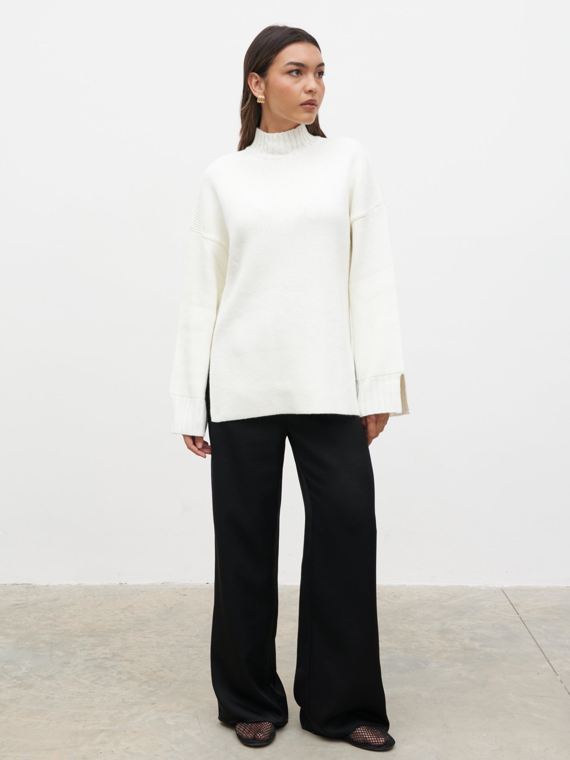 Amory Grown Neck Knit Jumper - Cream Marl – Pretty Lavish