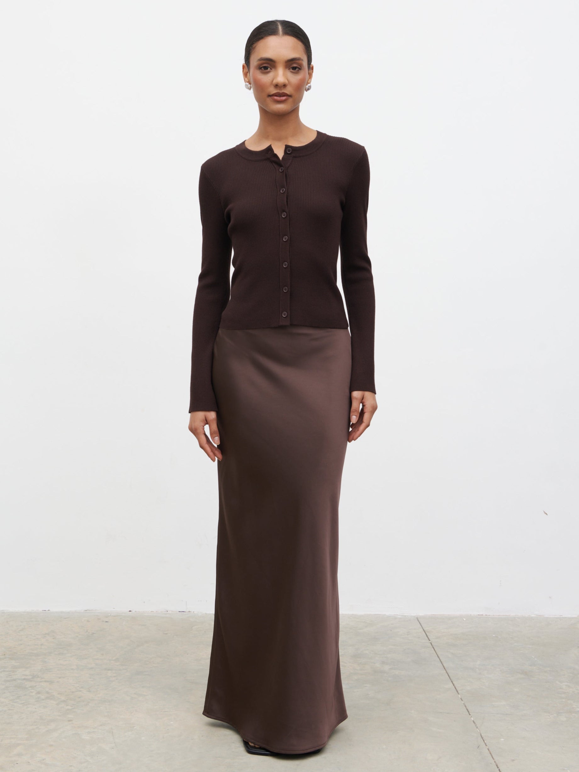 Breya Maxi Skirt - Chocolate Brown – Pretty Lavish