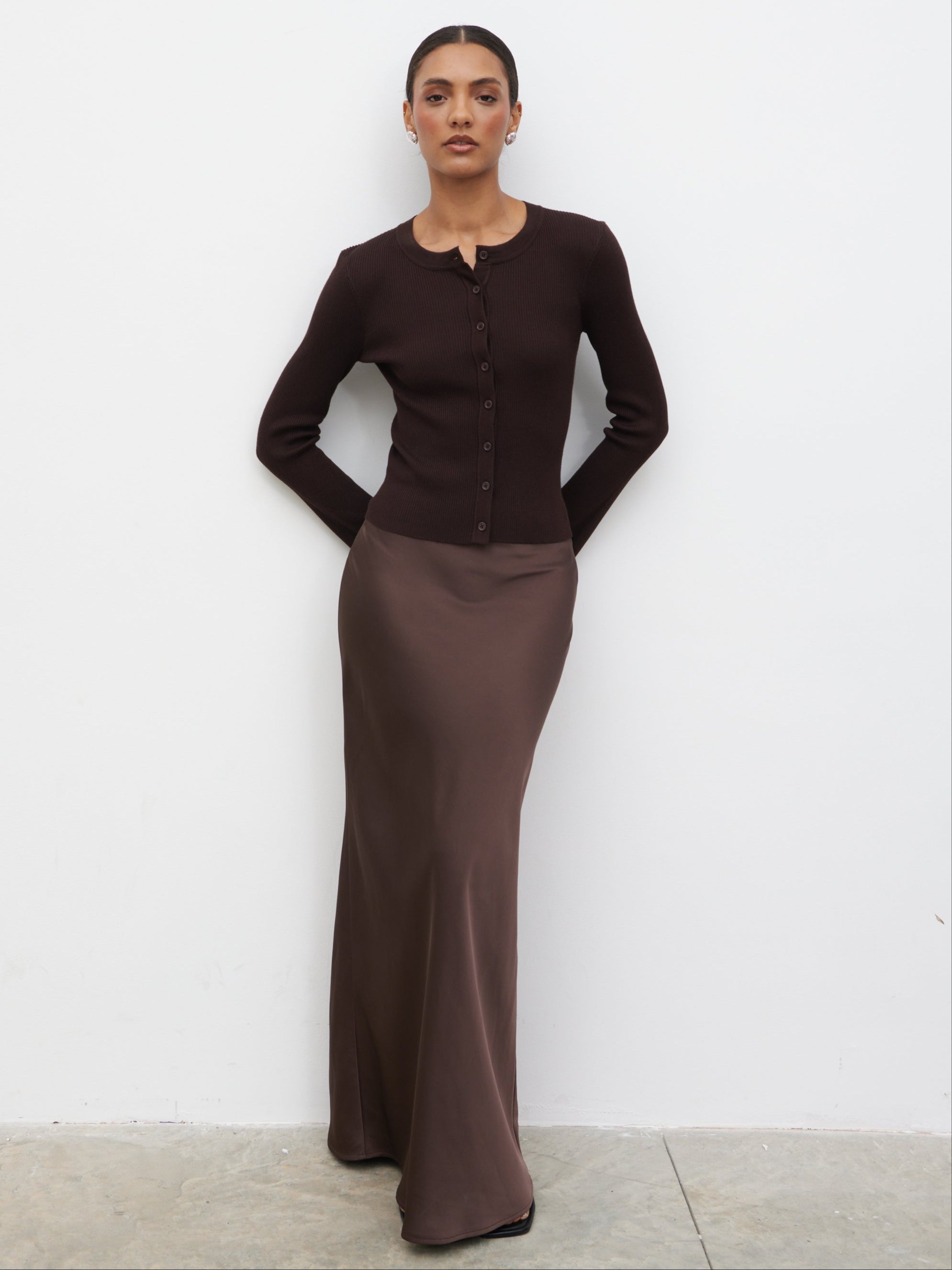 Breya Maxi Skirt - Chocolate Brown – Pretty Lavish