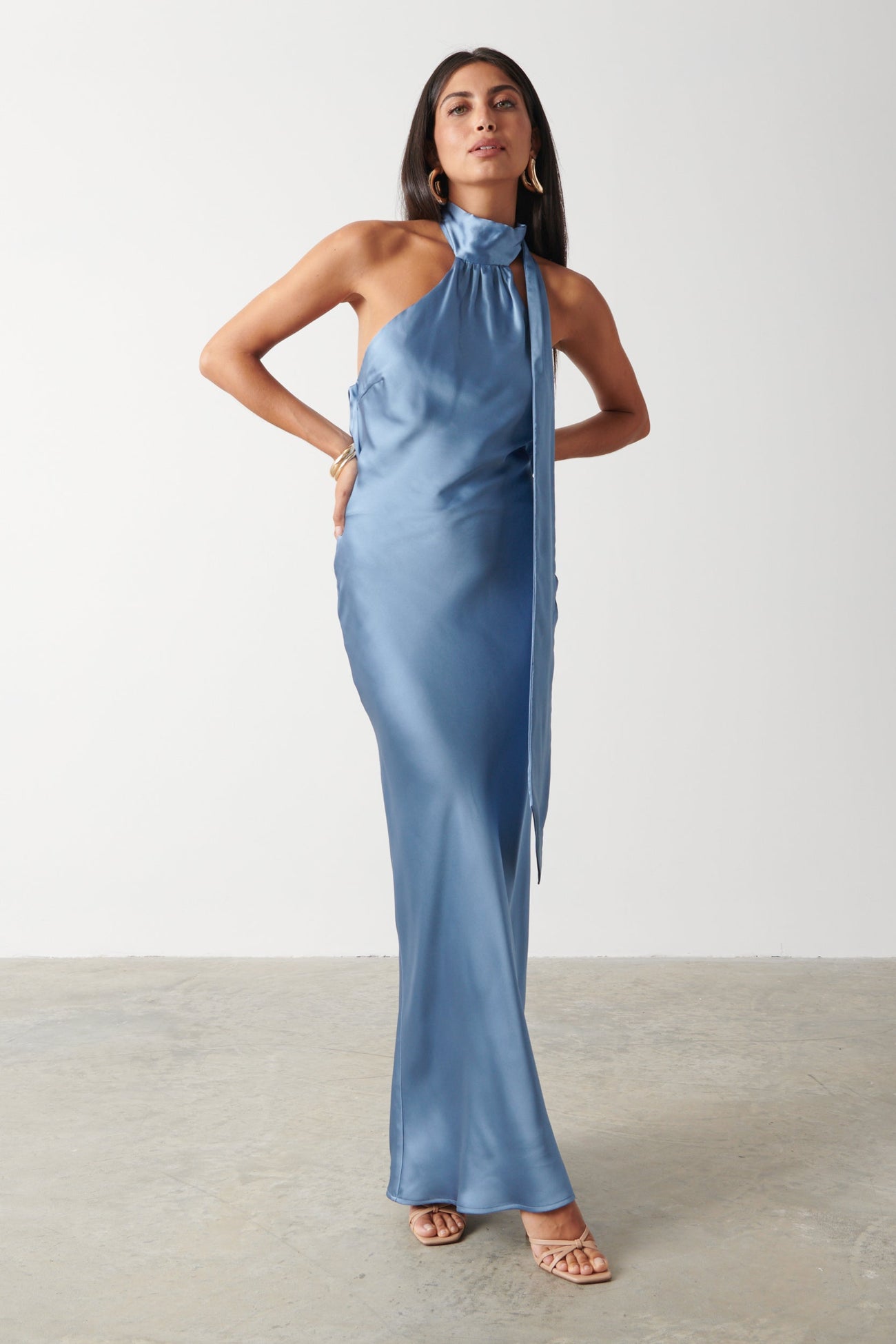 Chloé Scarf Maxi Dress - Powder Blue – Pretty Lavish