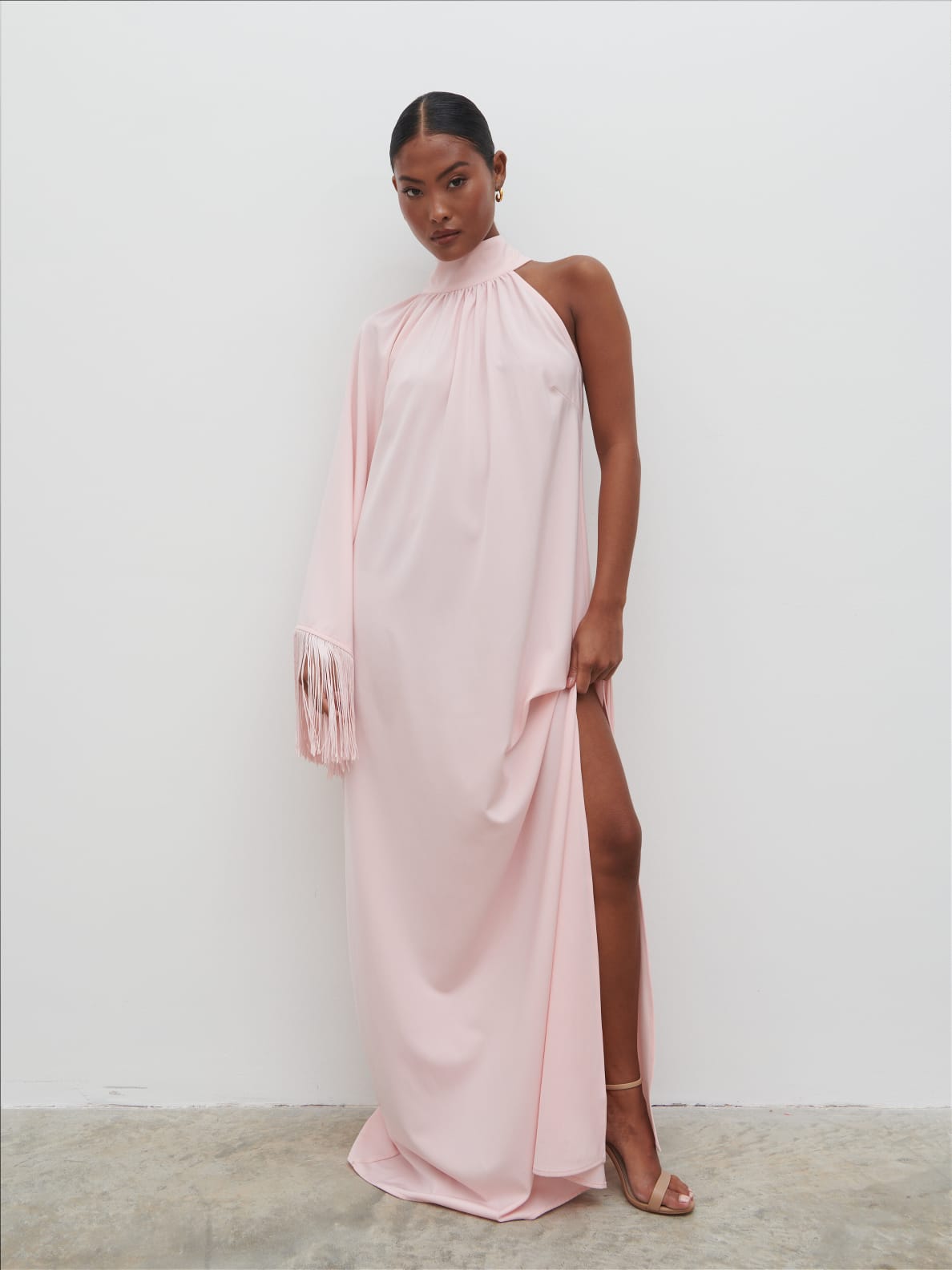 Cora Fringed Maxi Dress - Blush – Pretty Lavish