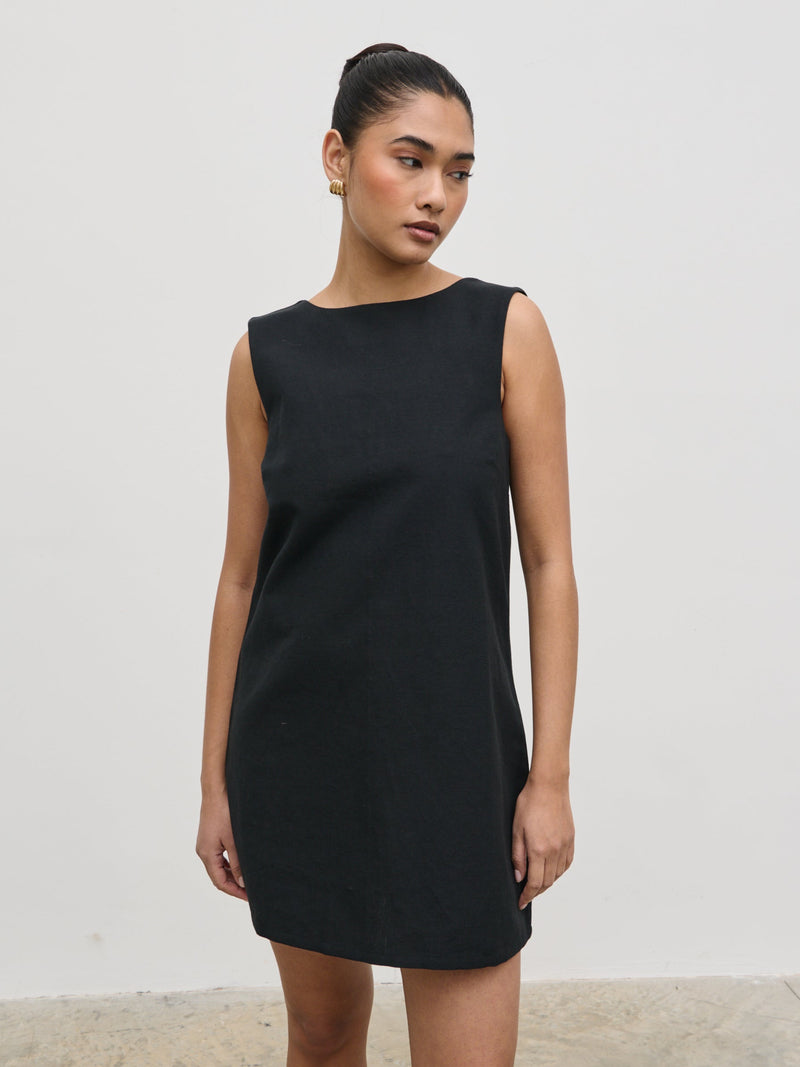 Darla Button Mini Dress - Black – Pretty Lavish