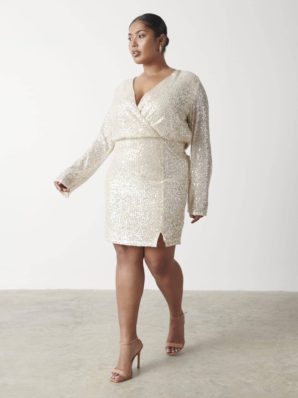 Dulcie Mini Wrap Sequin Dress Curve - Silver – Pretty Lavish