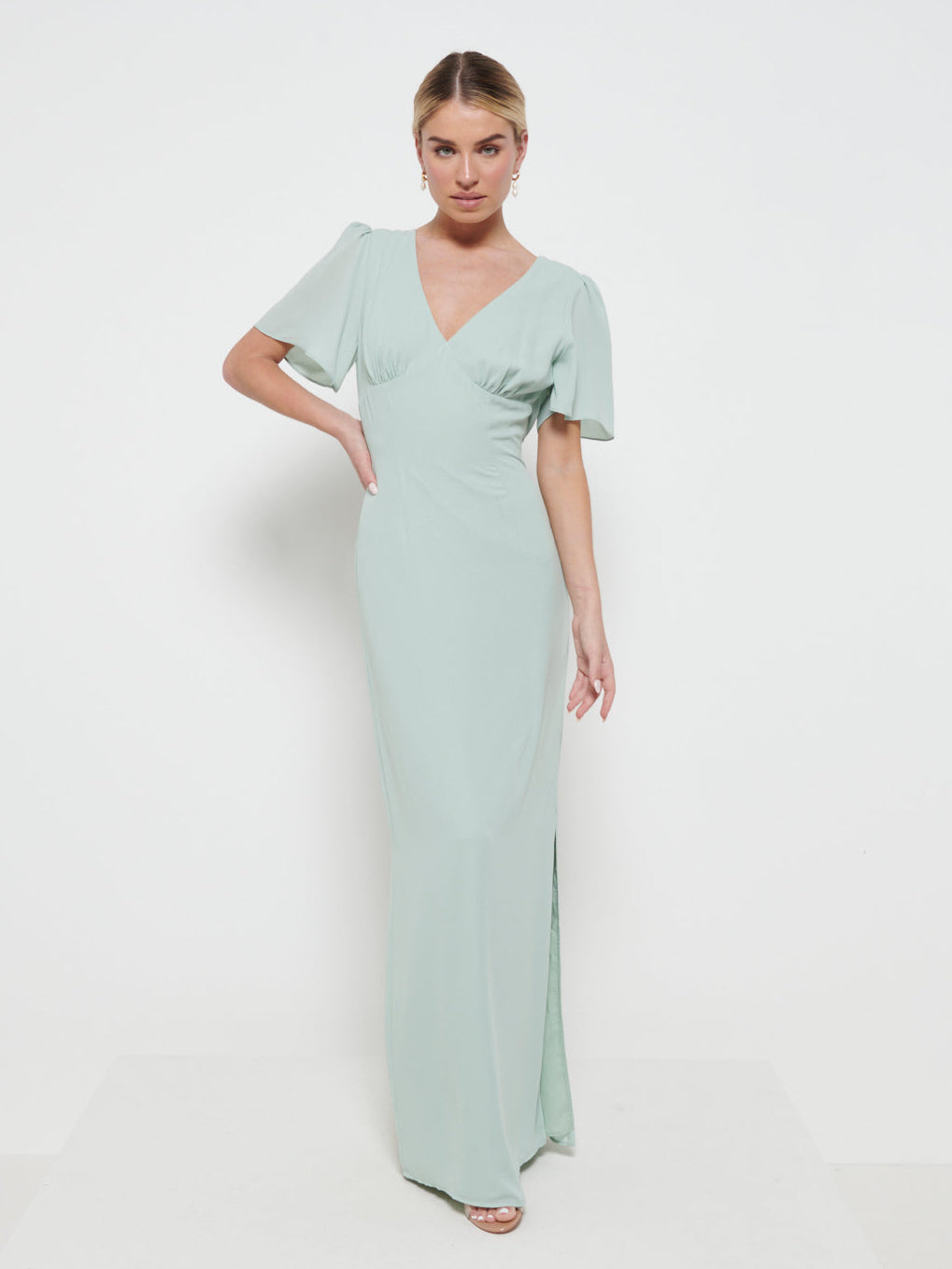 Edie Chiffon Maxi Bridesmaids Dress - Sage – Pretty Lavish