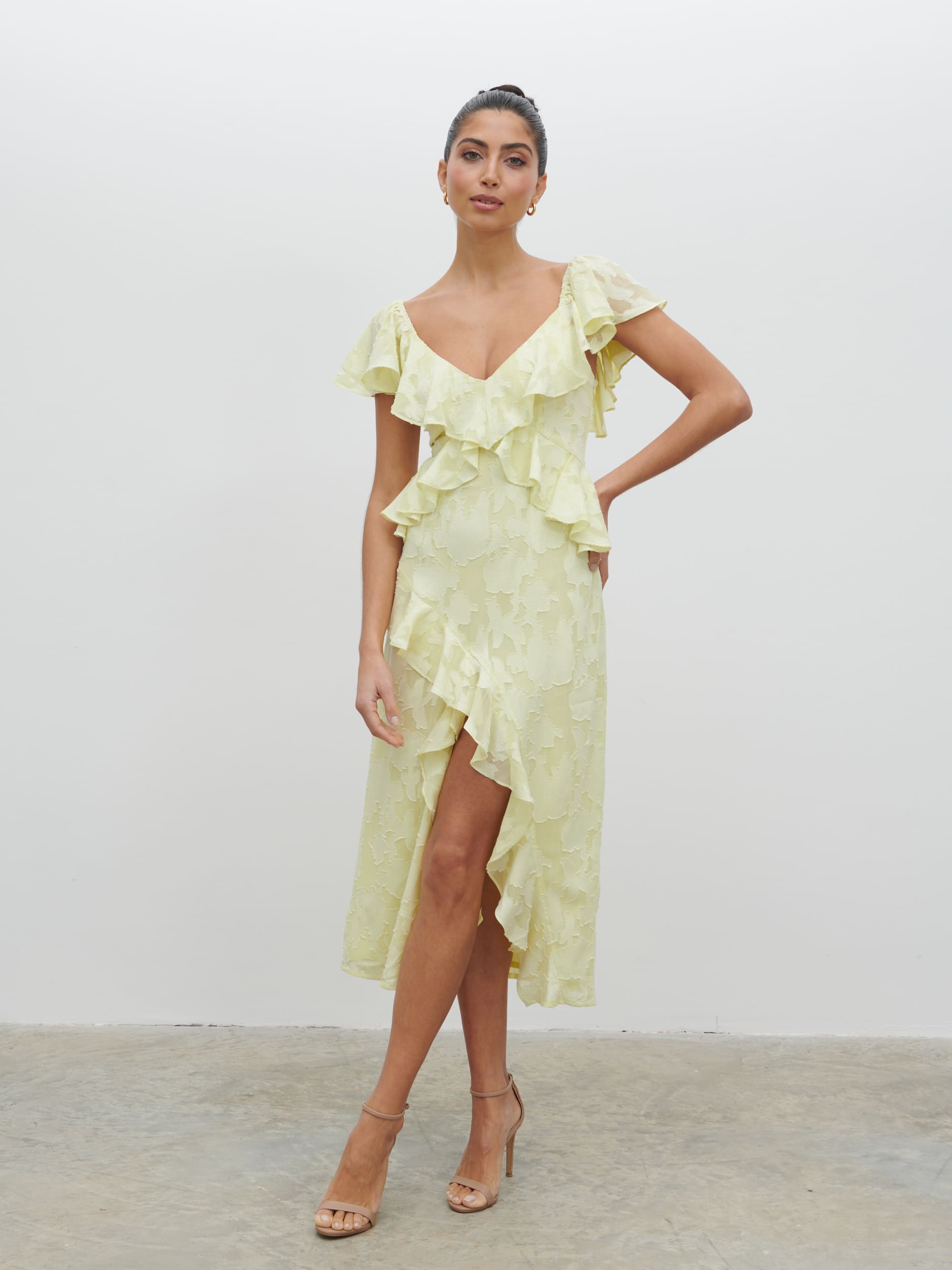 Eloise Ruffle Midaxi Dress - Lemon – Pretty Lavish