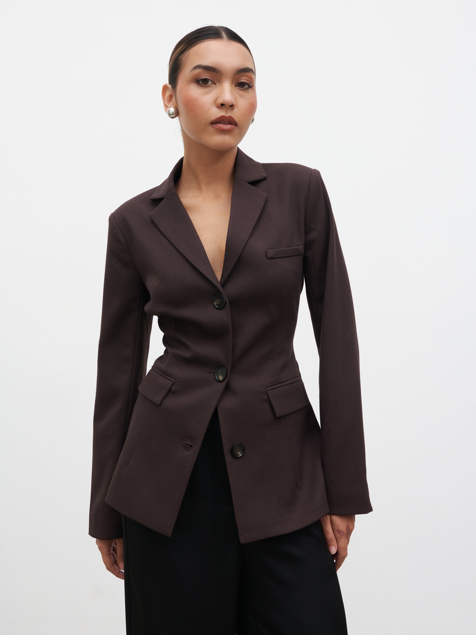 Elsa Cinched Blazer - Brown – Pretty Lavish