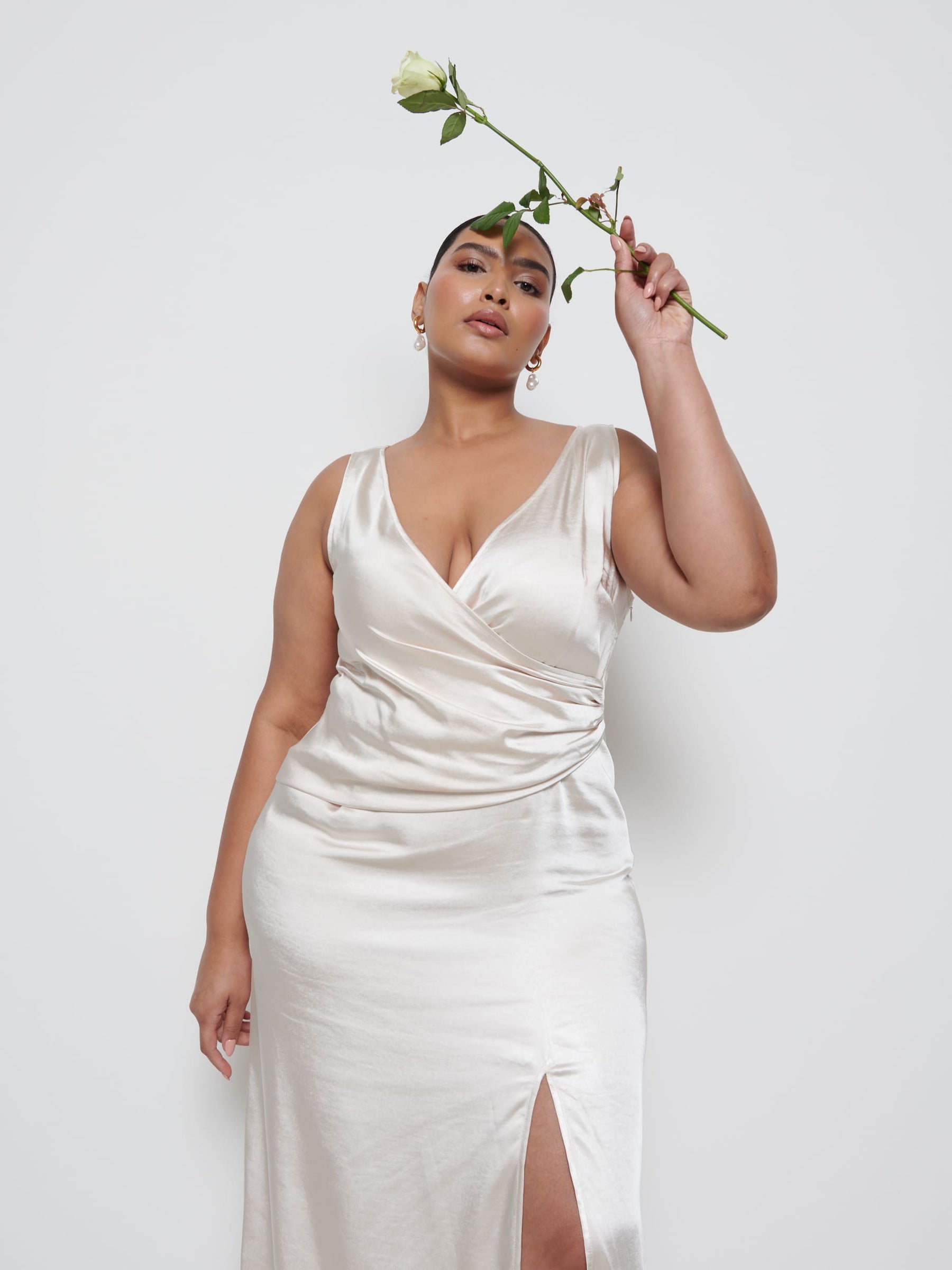 Esmee Wrap Maxi Bridesmaid Dress Curve - Champagne – Pretty Lavish