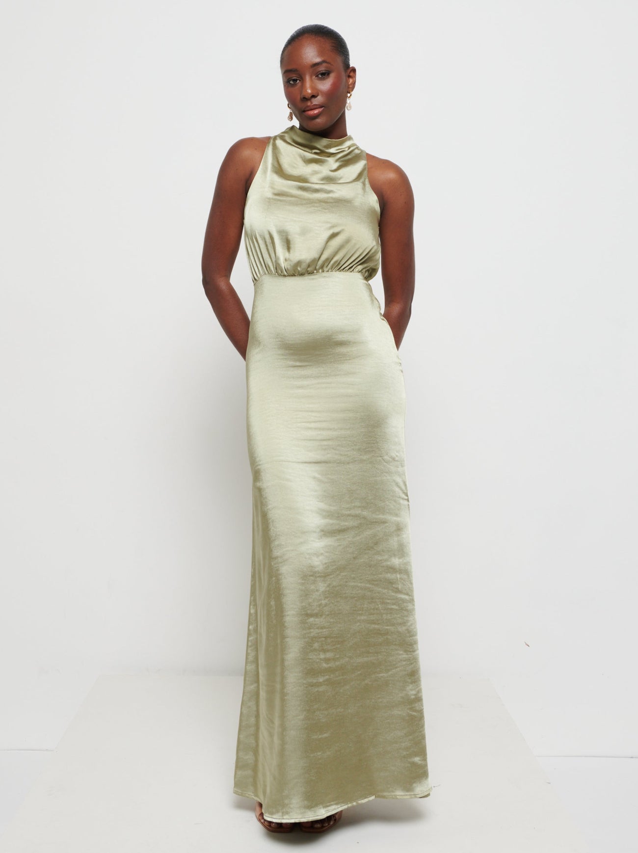 Farrah Maxi Bridesmaid Dress - Matte Olive – Pretty Lavish
