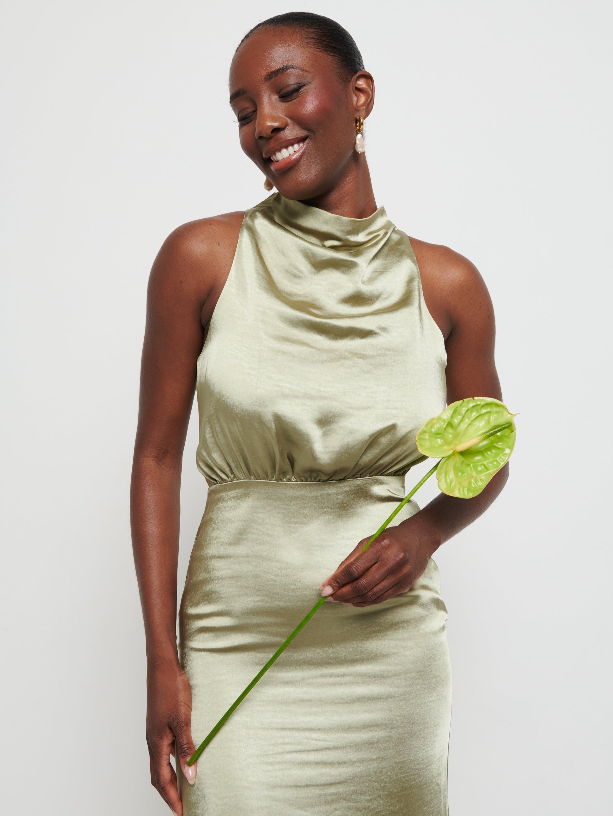 Farrah Maxi Bridesmaid Dress - Matte Olive – Pretty Lavish