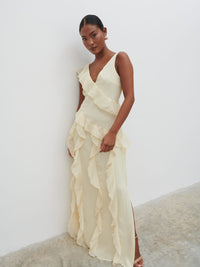 Faye Ruffle Maxi Dress - Butter Lemon – Pretty Lavish