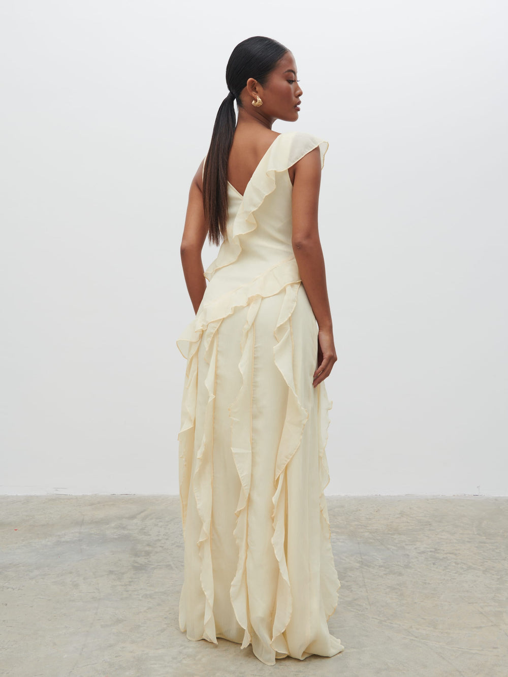 Faye Ruffle Maxi Dress - Butter Lemon – Pretty Lavish