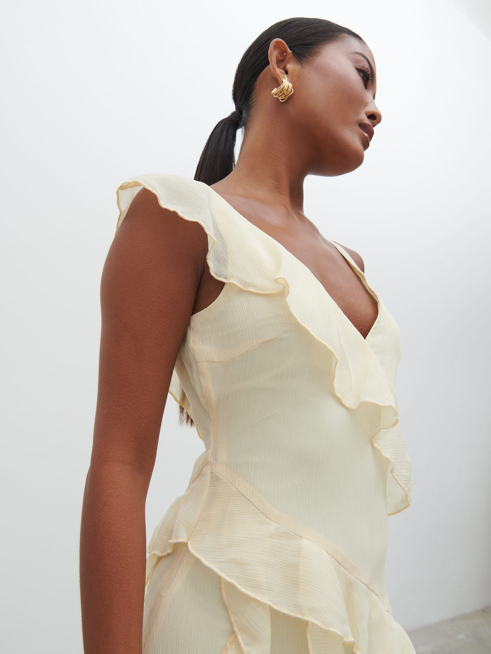 Faye Ruffle Maxi Dress - Butter Lemon – Pretty Lavish