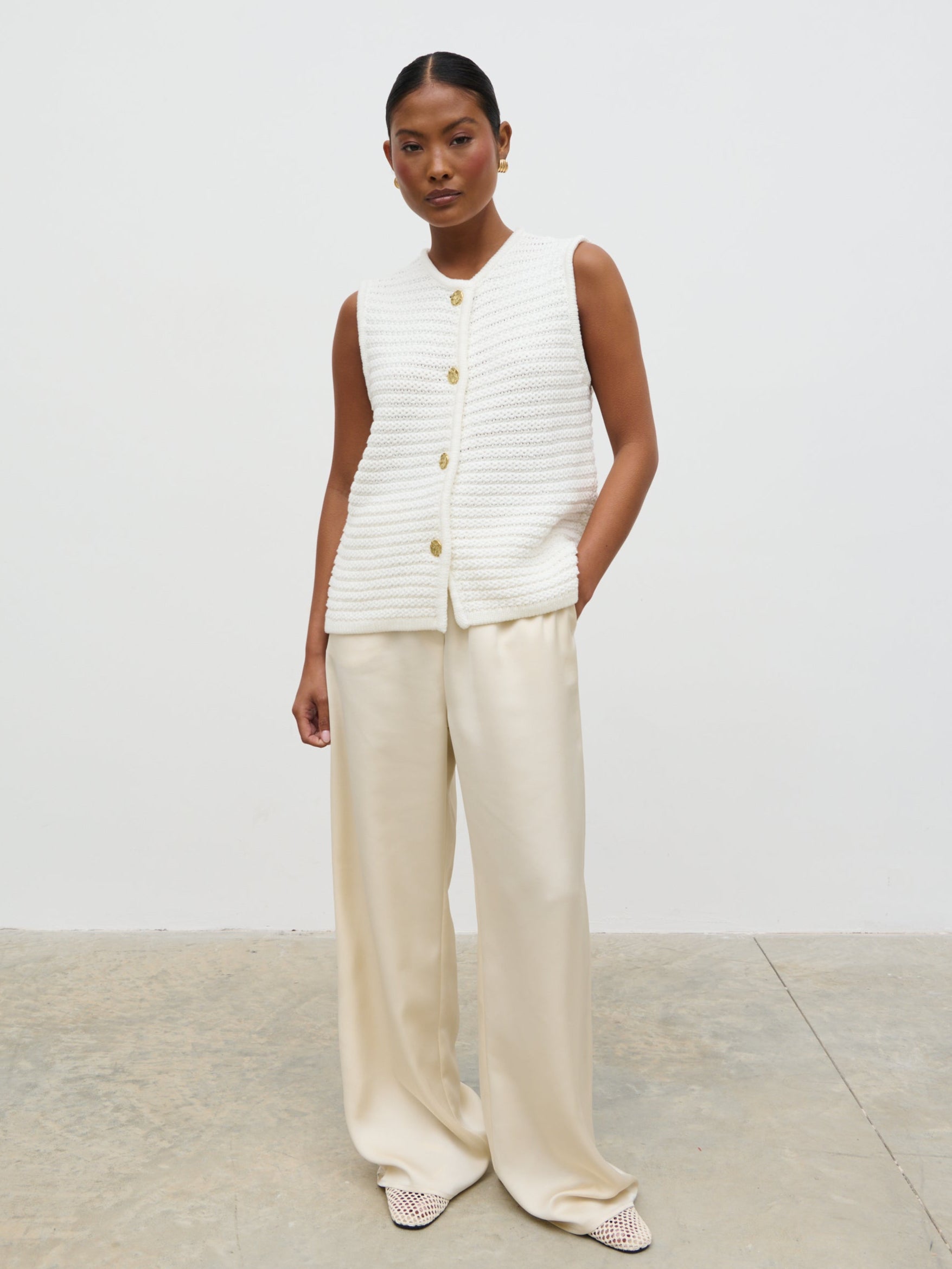 Frankie Crochet Knit Waistcoat - Cream – Pretty Lavish