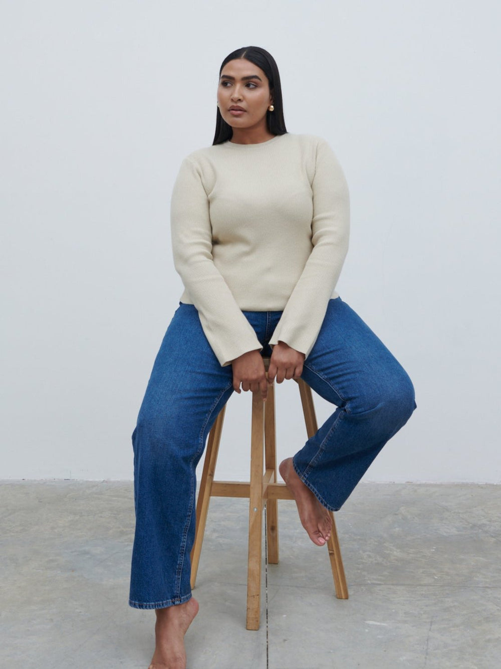 Jayla Long Sleeve Knit Top - Beige – Pretty Lavish