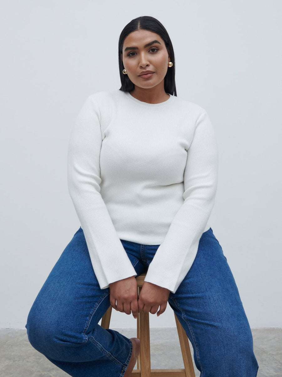 Jayla Long Sleeve Knit Top - Cream – Pretty Lavish