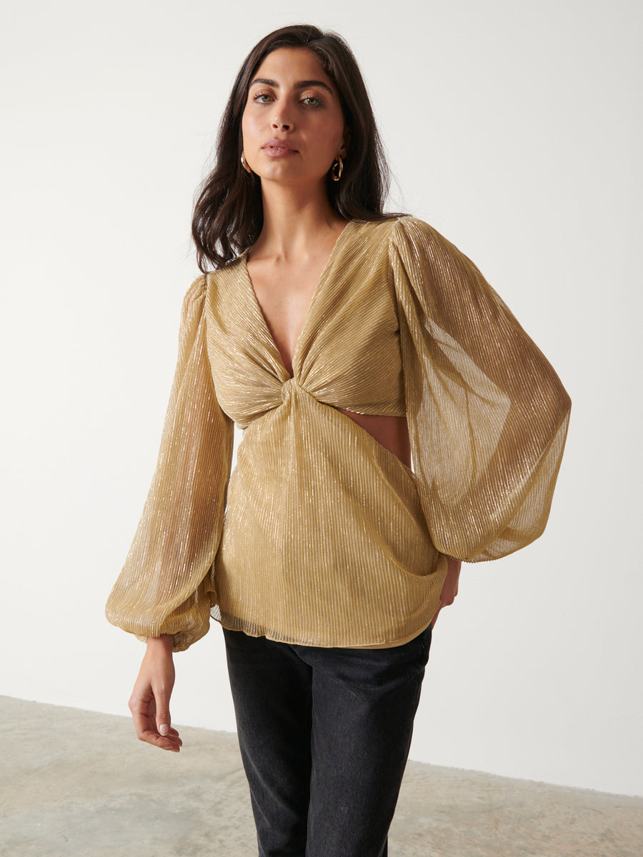 Josie Metallic Blouse - Metallic Gold – Pretty Lavish