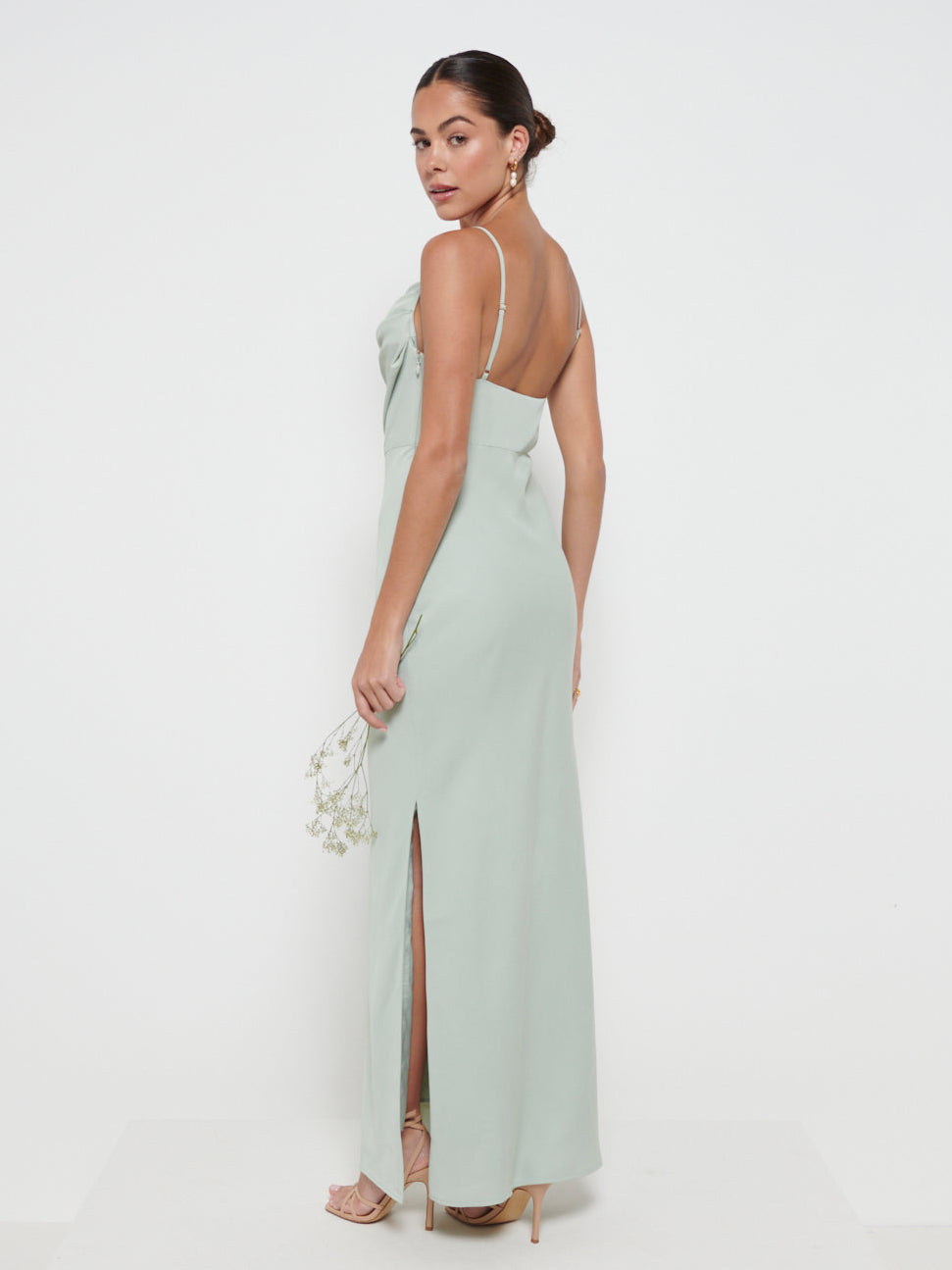 Keisha Cowl Neck Maxi Bridesmaid Dress - Sage – Pretty Lavish