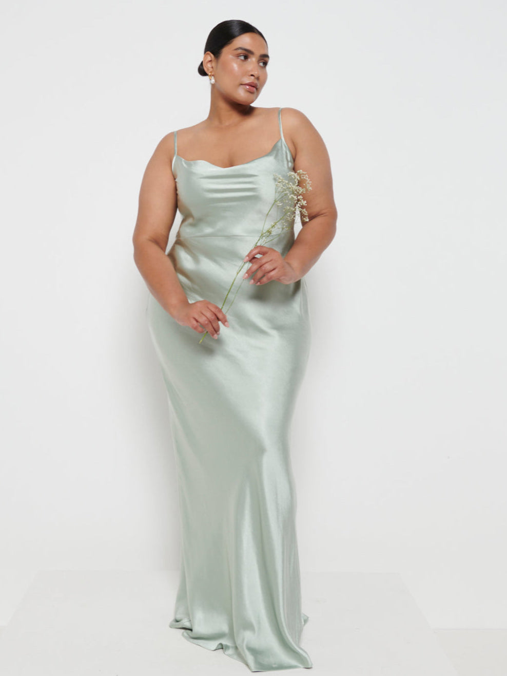 Keisha Maxi Bridesmaid Dress Curve - Matte Sage – Pretty Lavish