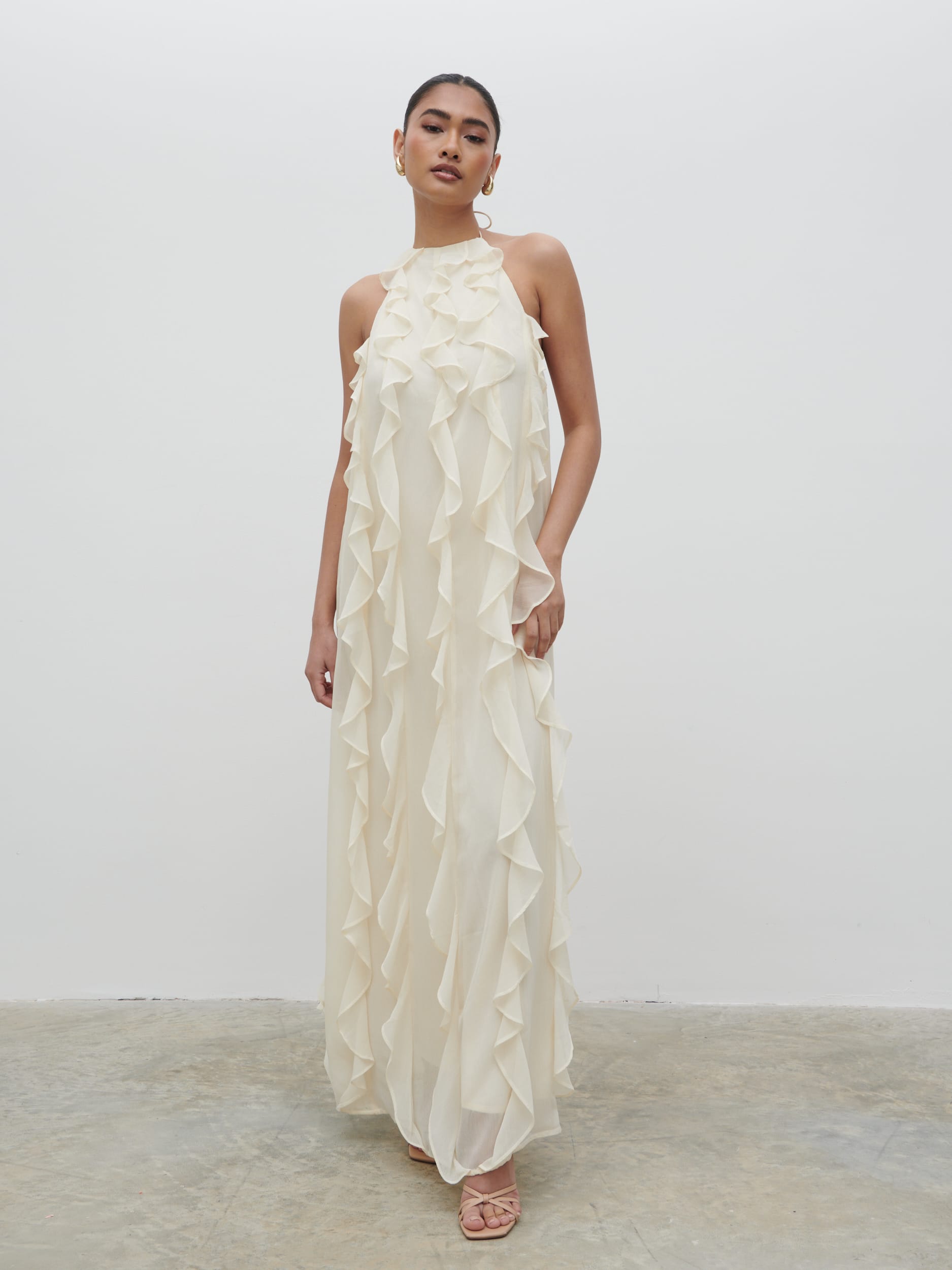 Kelsey Ruffle Maxi Dress - Pale Lemon – Pretty Lavish