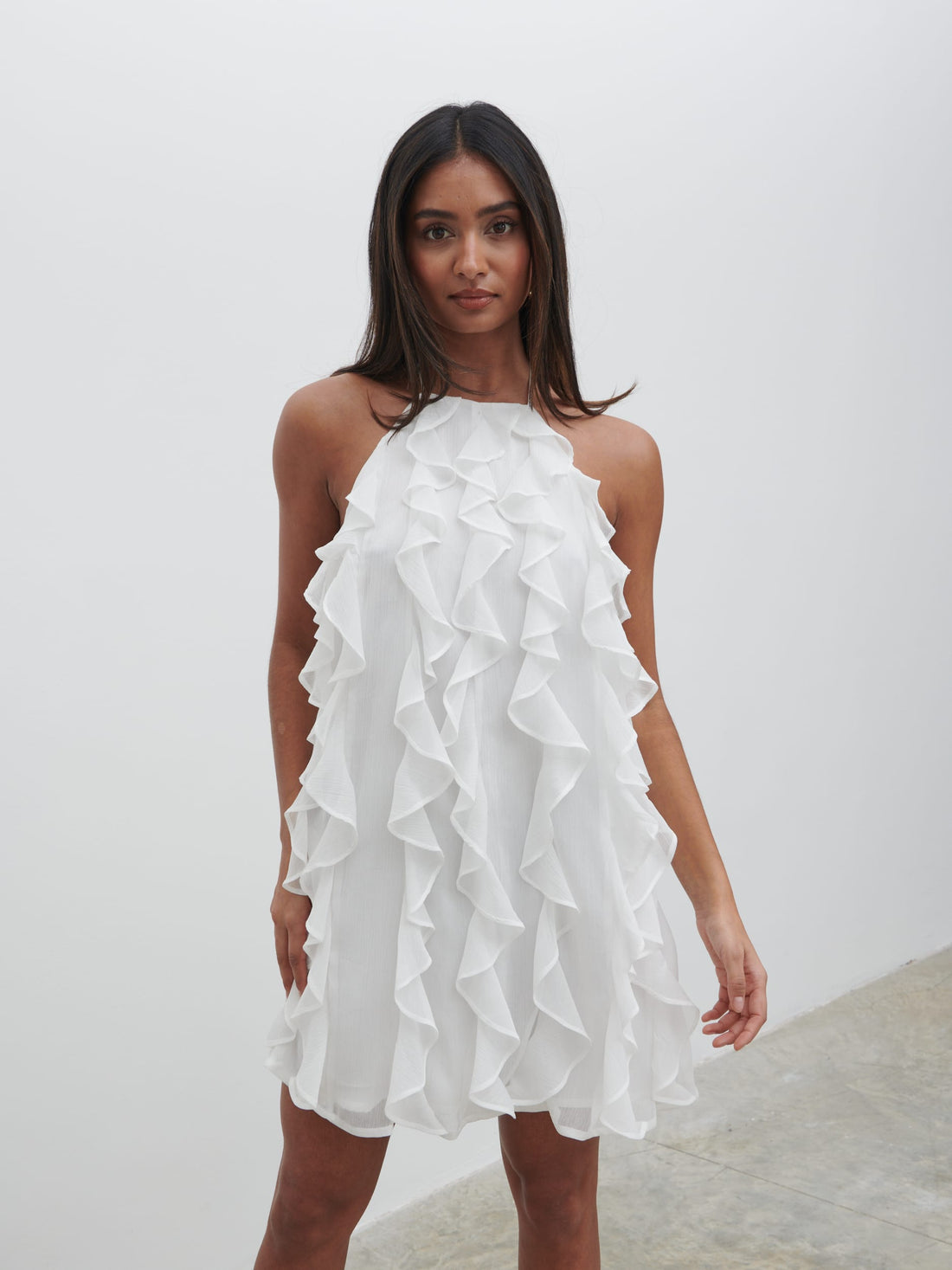 Kelsey Ruffle Mini Dress - Ivory – Pretty Lavish