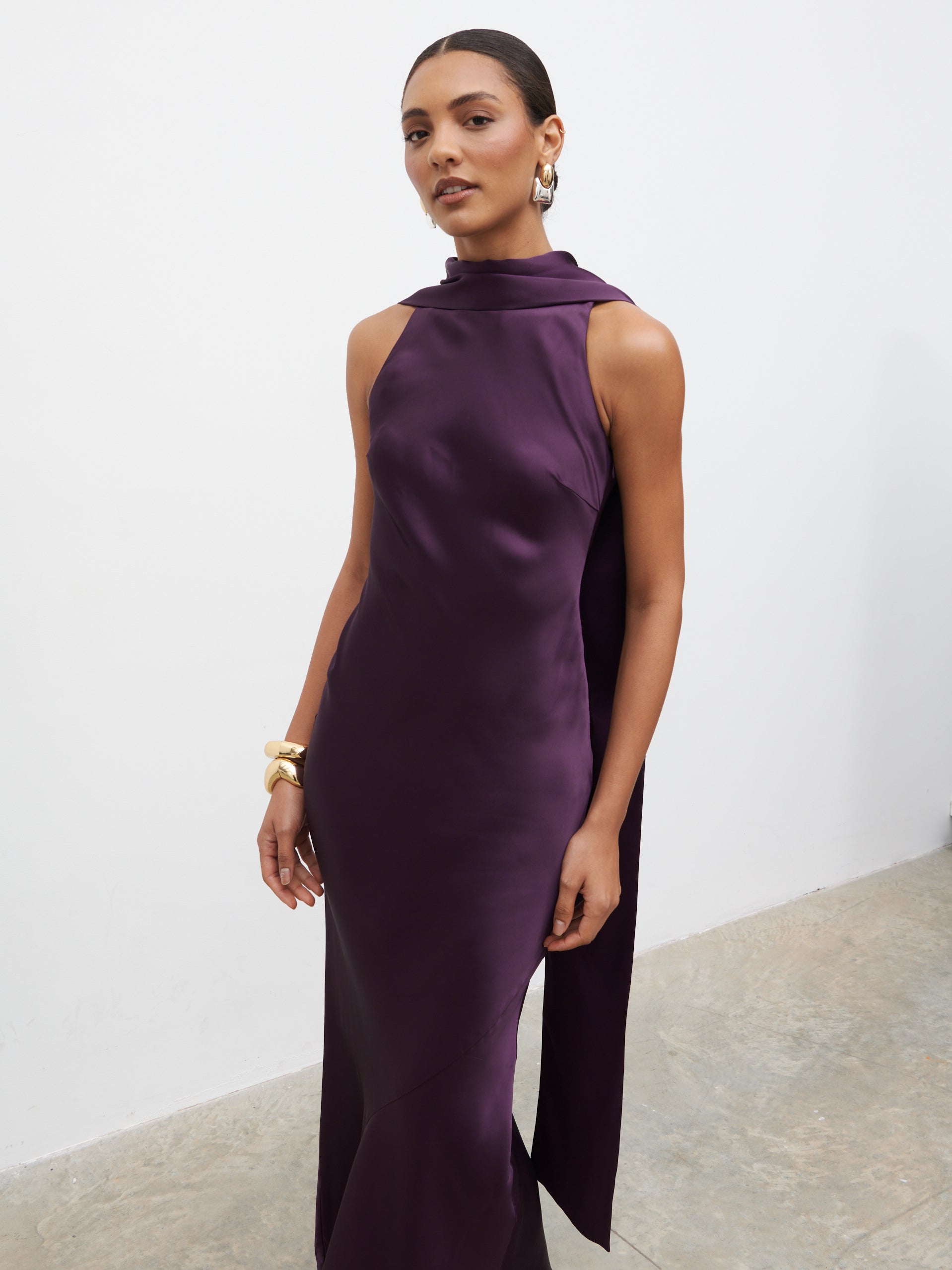 Lethe Drape Scarf Maxi Dress - Dark Grape – Pretty Lavish