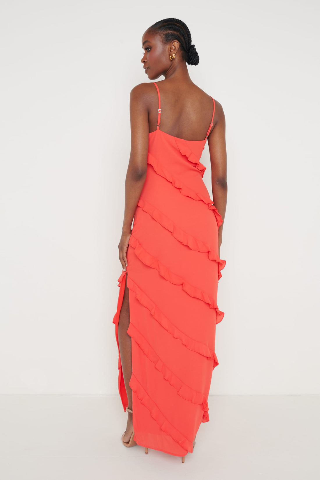 Nadine Ruffle Maxi Dress - Ruby Red – Pretty Lavish