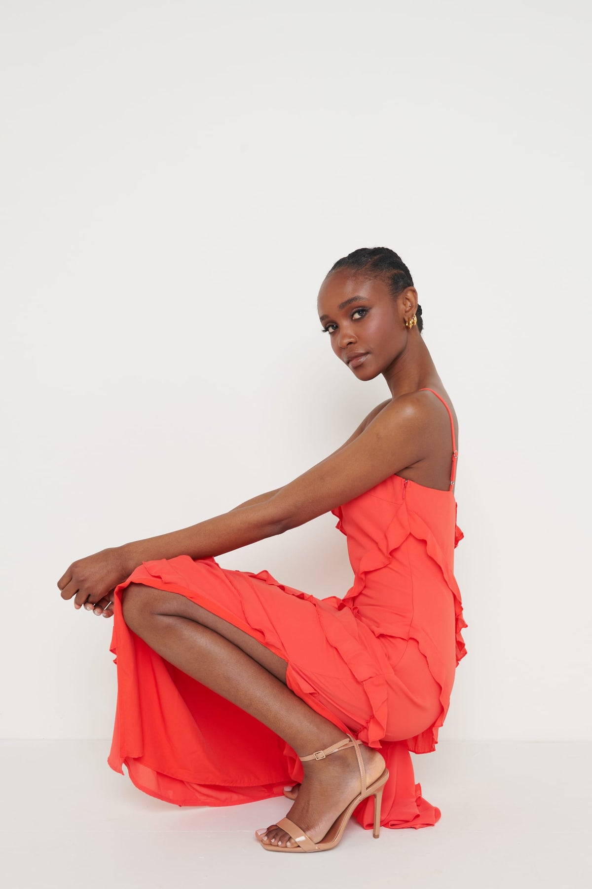 Nadine Ruffle Maxi Dress - Ruby Red – Pretty Lavish