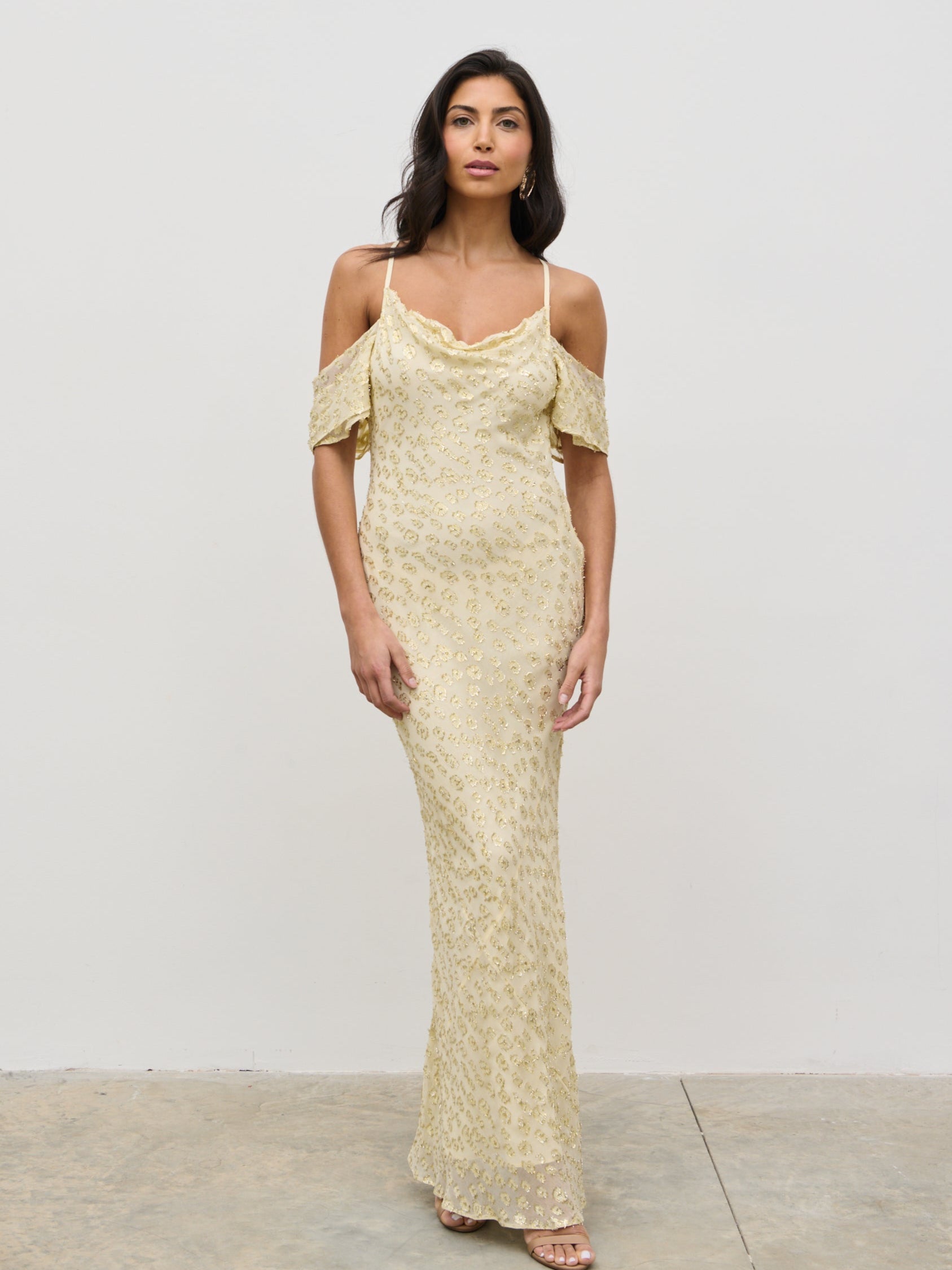 Nia Cold Shoulder Maxi Dress - Lemon – Pretty Lavish