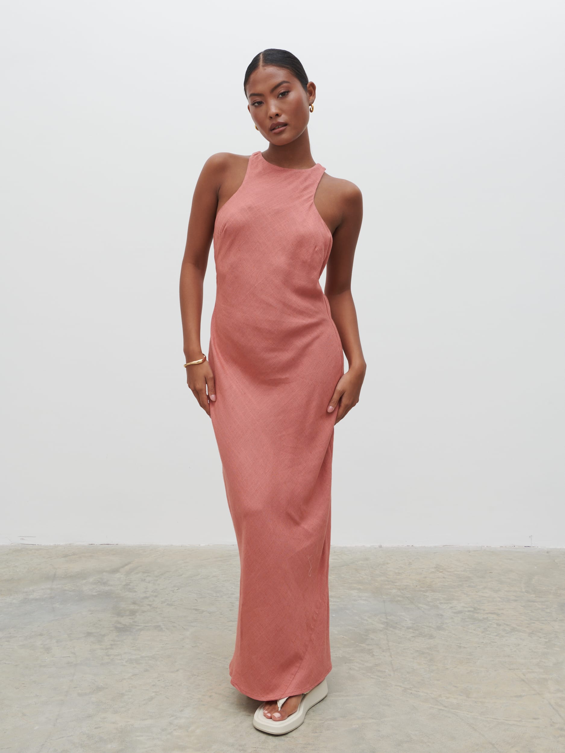 Nicole Racer Midaxi Dress - Dusky Rose – Pretty Lavish