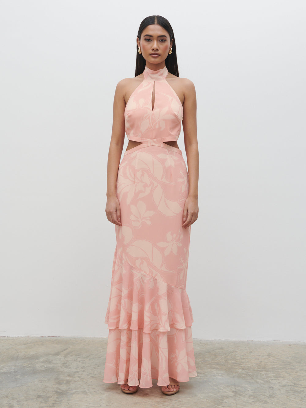 Nova Maxi Dress - Blush Abstract Leaf – Pretty Lavish