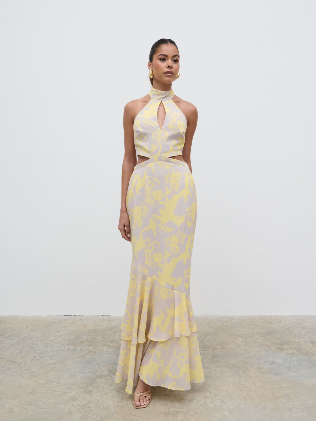 Nova Maxi Dress - Lemon and Beige Floral – Pretty Lavish