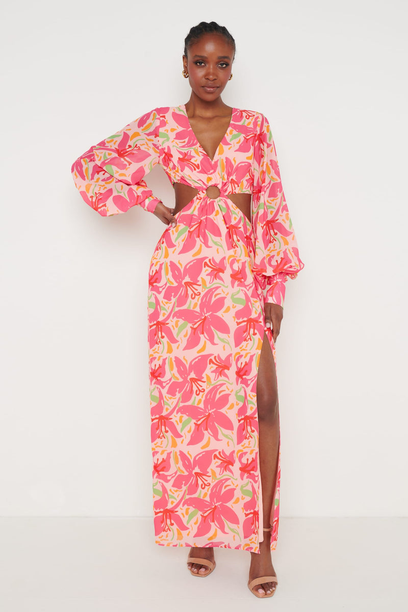 Odette Cut Out Maxi Dress - Pink Lily – Pretty Lavish