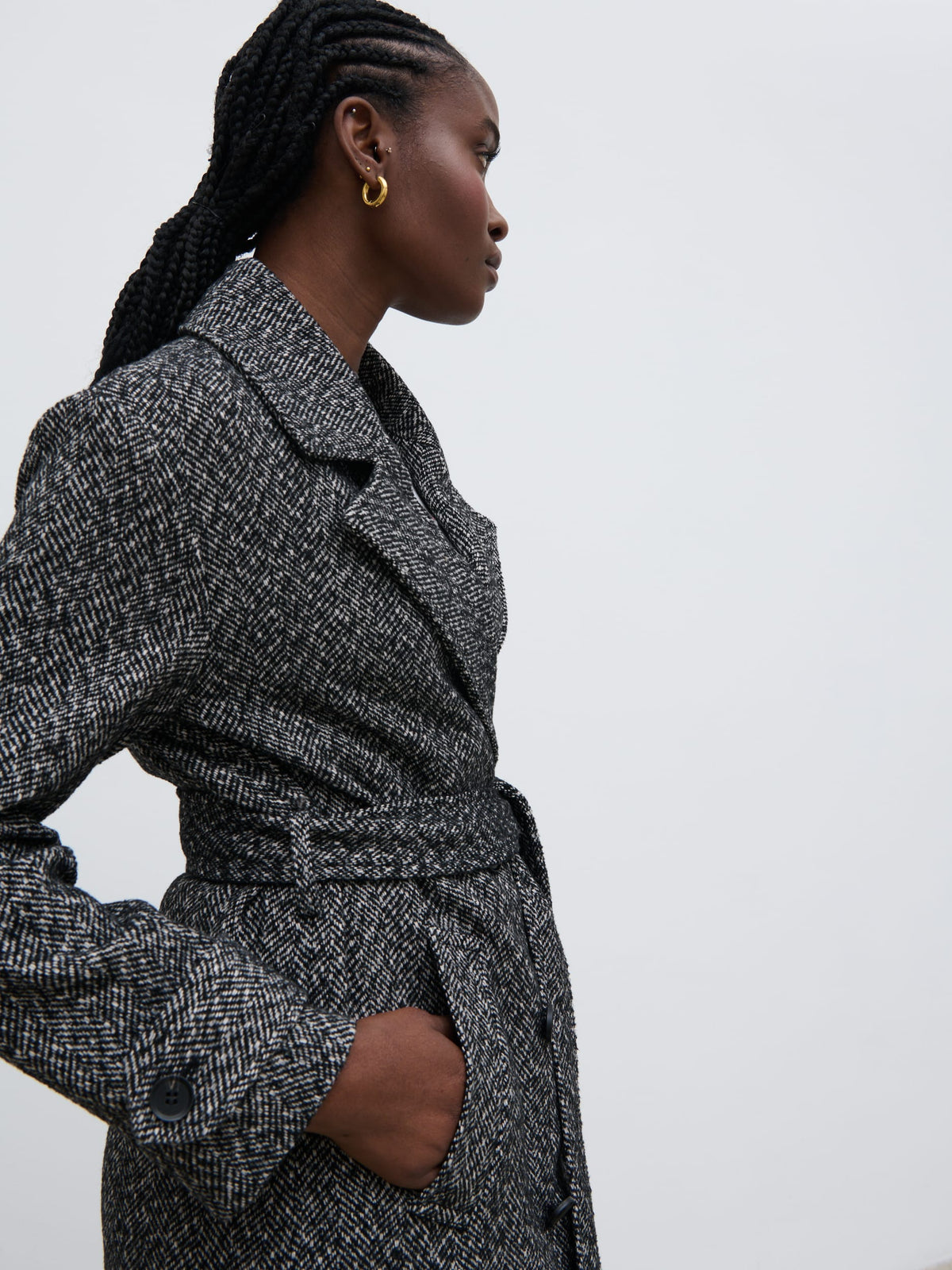 Phoenix Belted Coat - Herringbone – Pretty Lavish