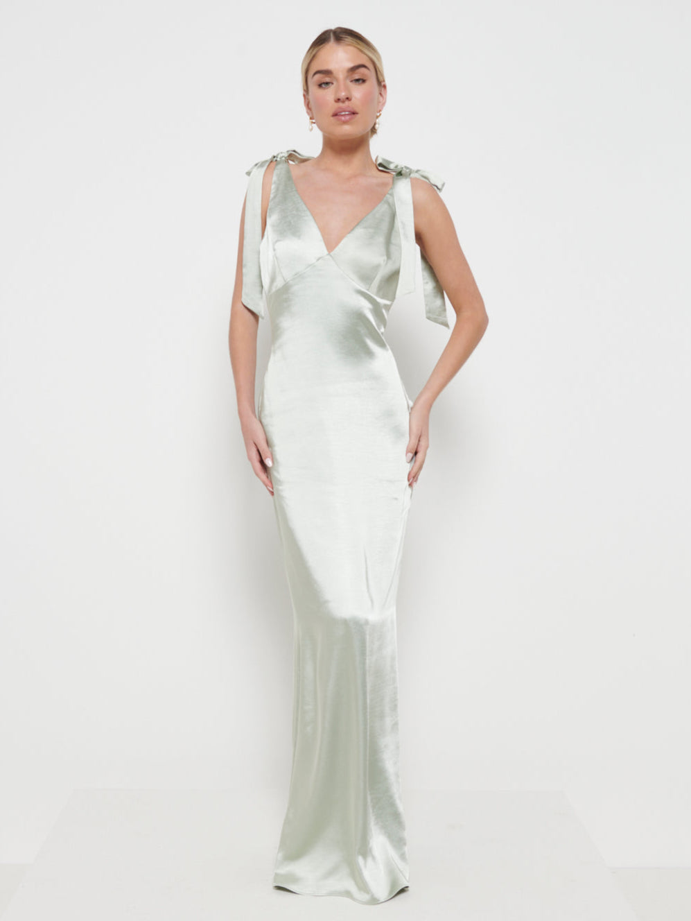 Piper Tie Maxi Bridesmaid Dress - Matte Sage – Pretty Lavish