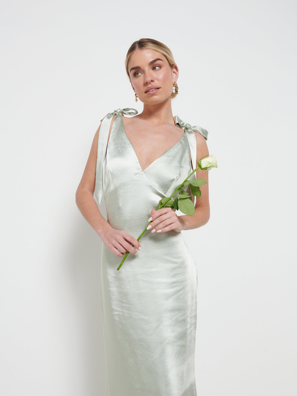 Piper Tie Maxi Bridesmaid Dress - Matte Sage – Pretty Lavish