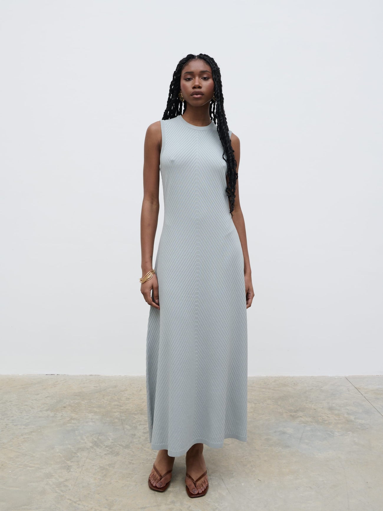 Portia Shift Knit Midaxi Dress - Light Blue – Pretty Lavish