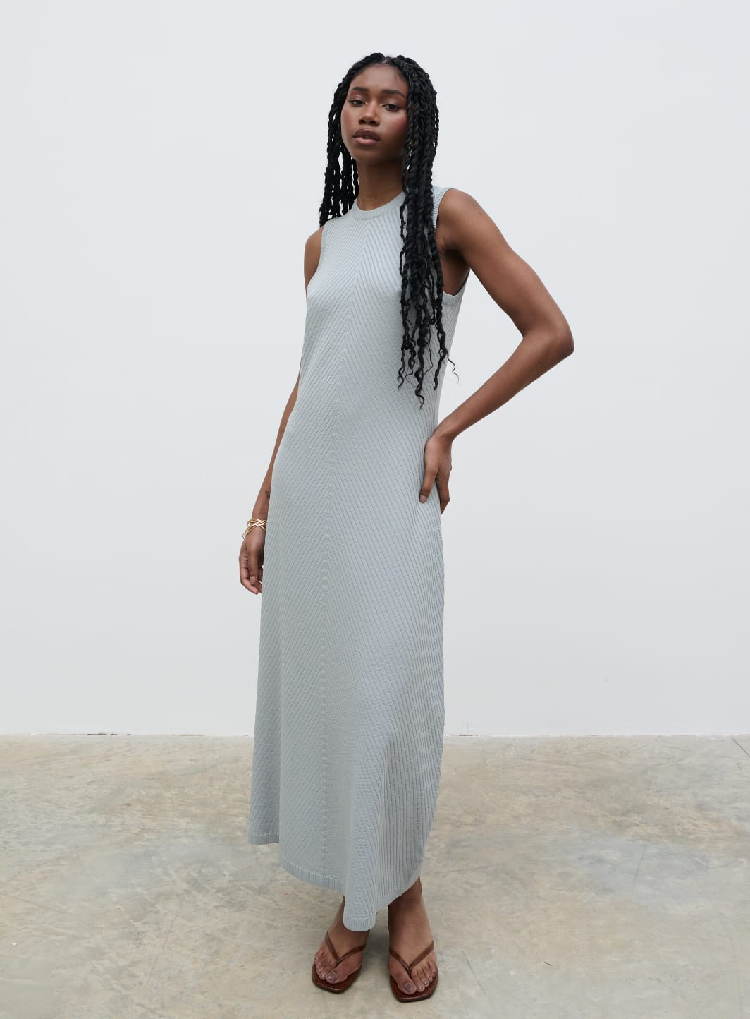 Portia Shift Knit Midaxi Dress - Light Blue – Pretty Lavish