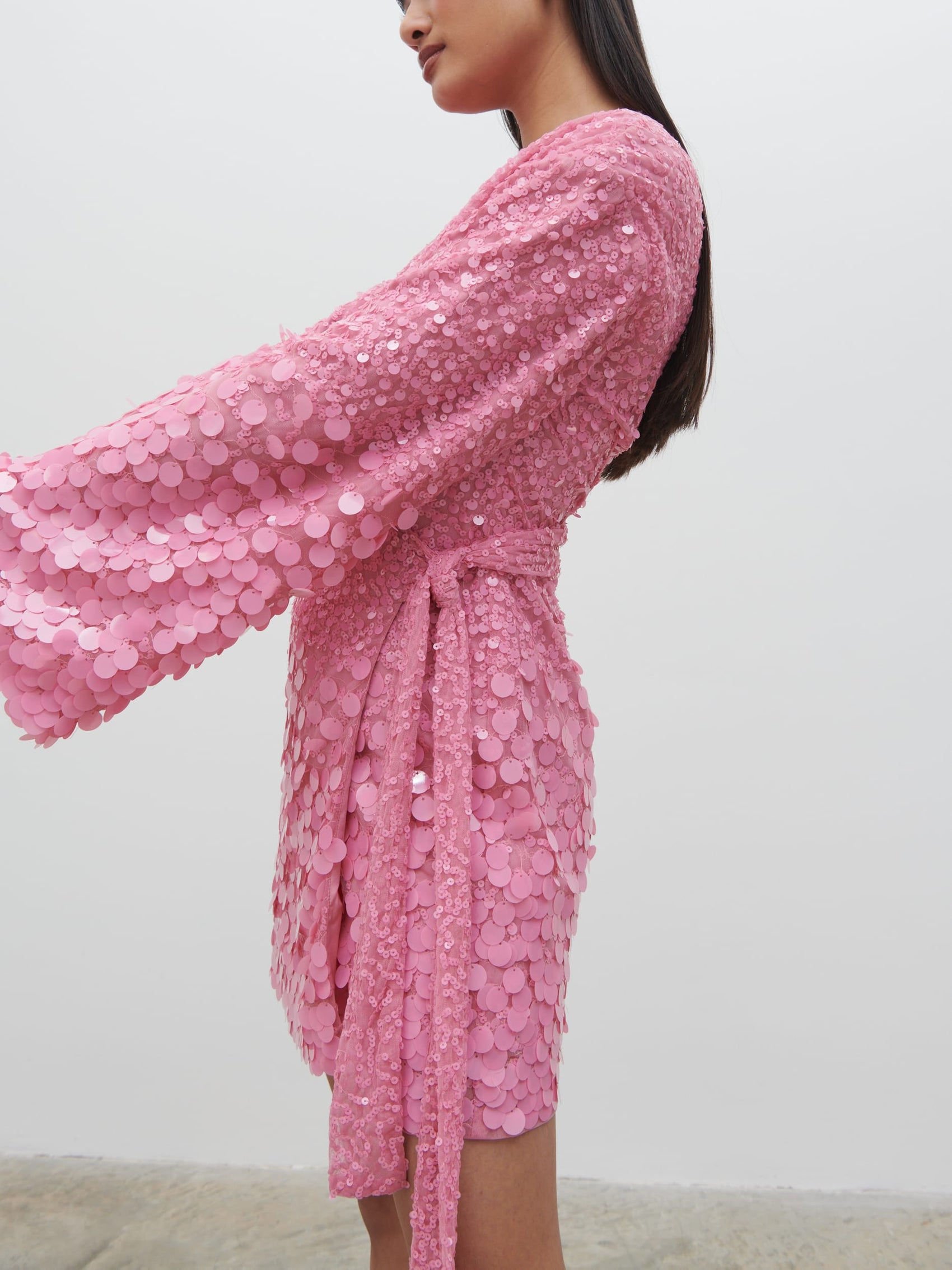 Provence Wrap Sequin Dress - Pink – Pretty Lavish