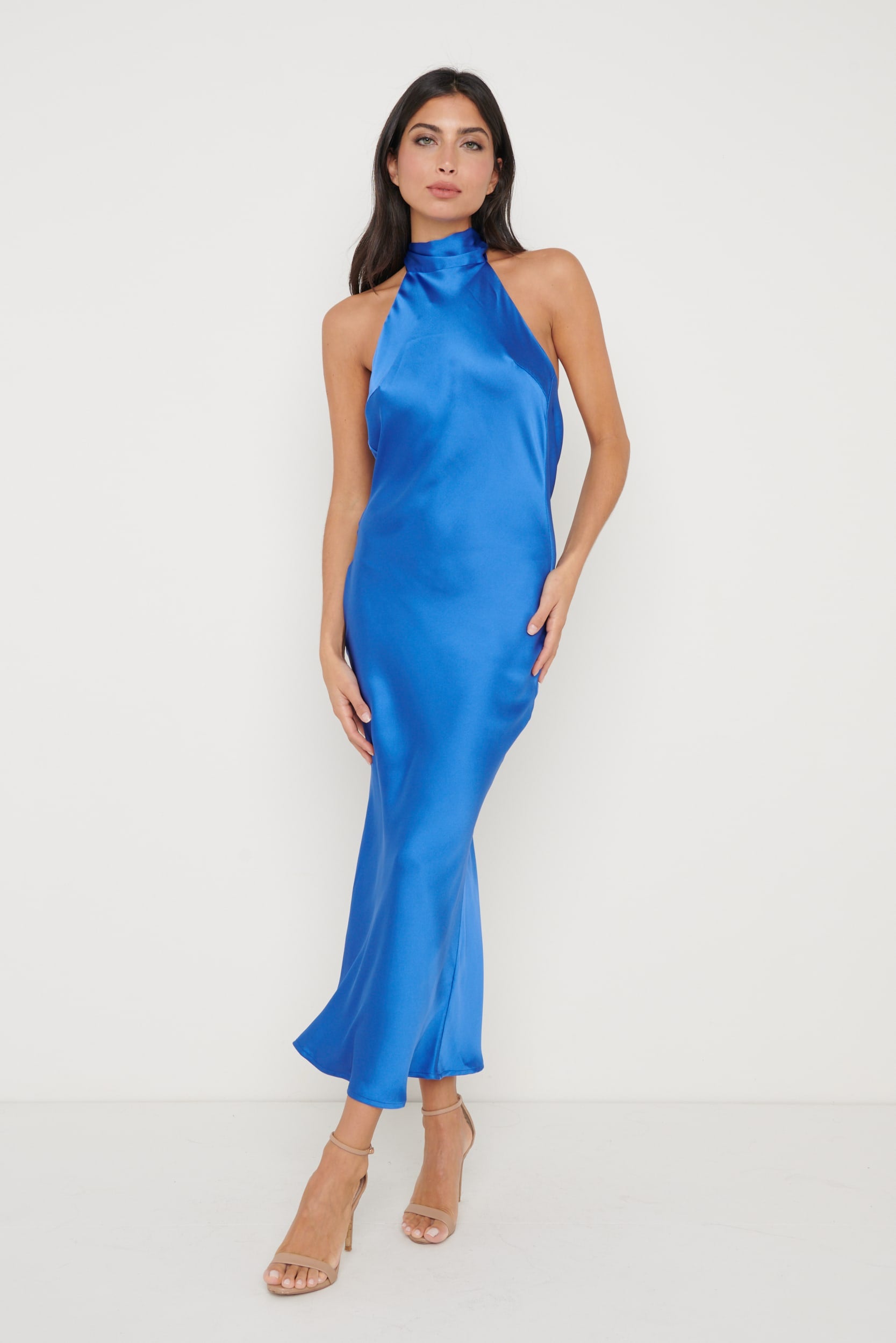 Raleigh Recycled Cowl Back Midaxi Dress - Blue – Pretty Lavish