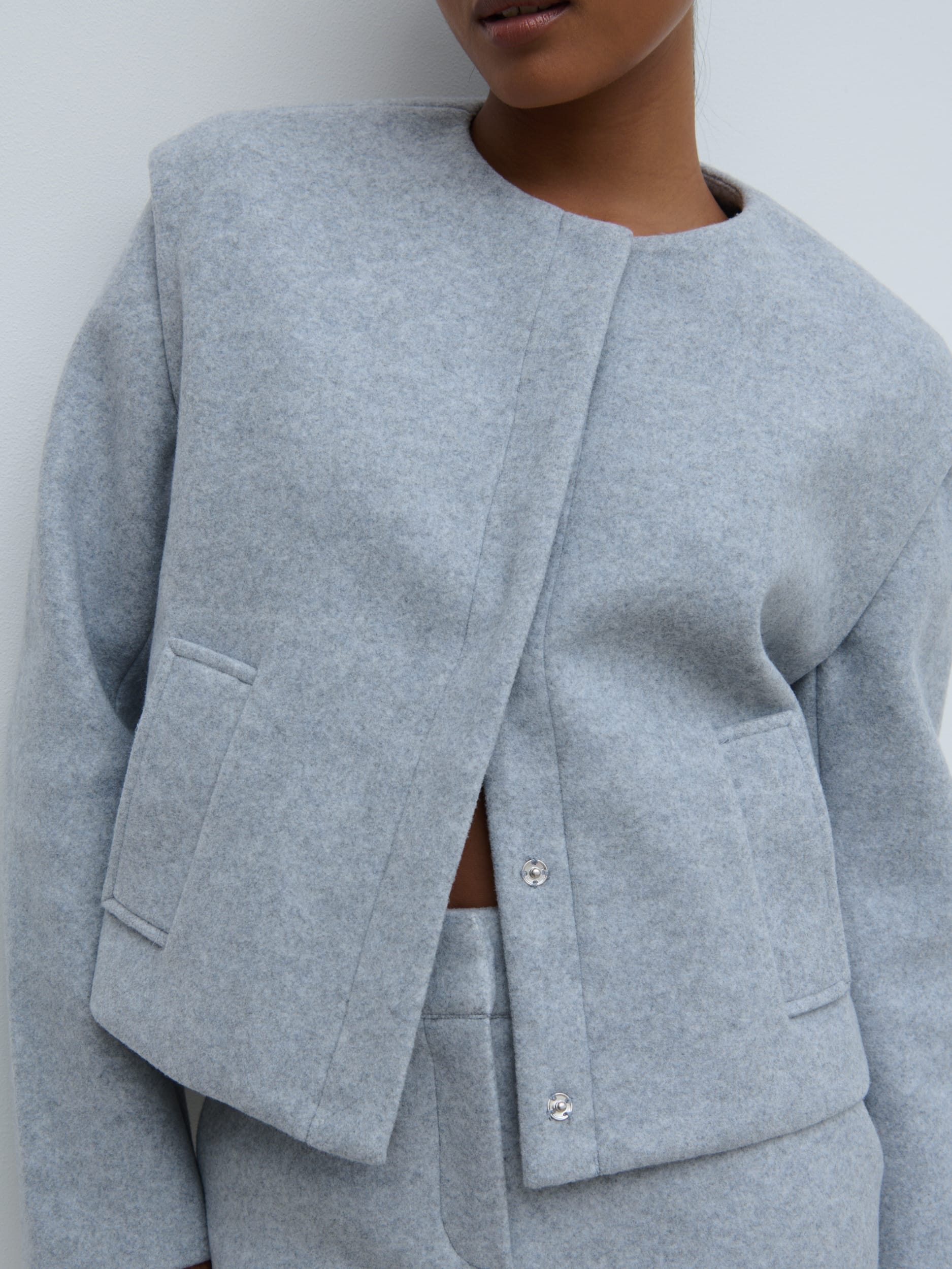 Rudy Cropped Boxy Jacket - Grey Marl – Pretty Lavish