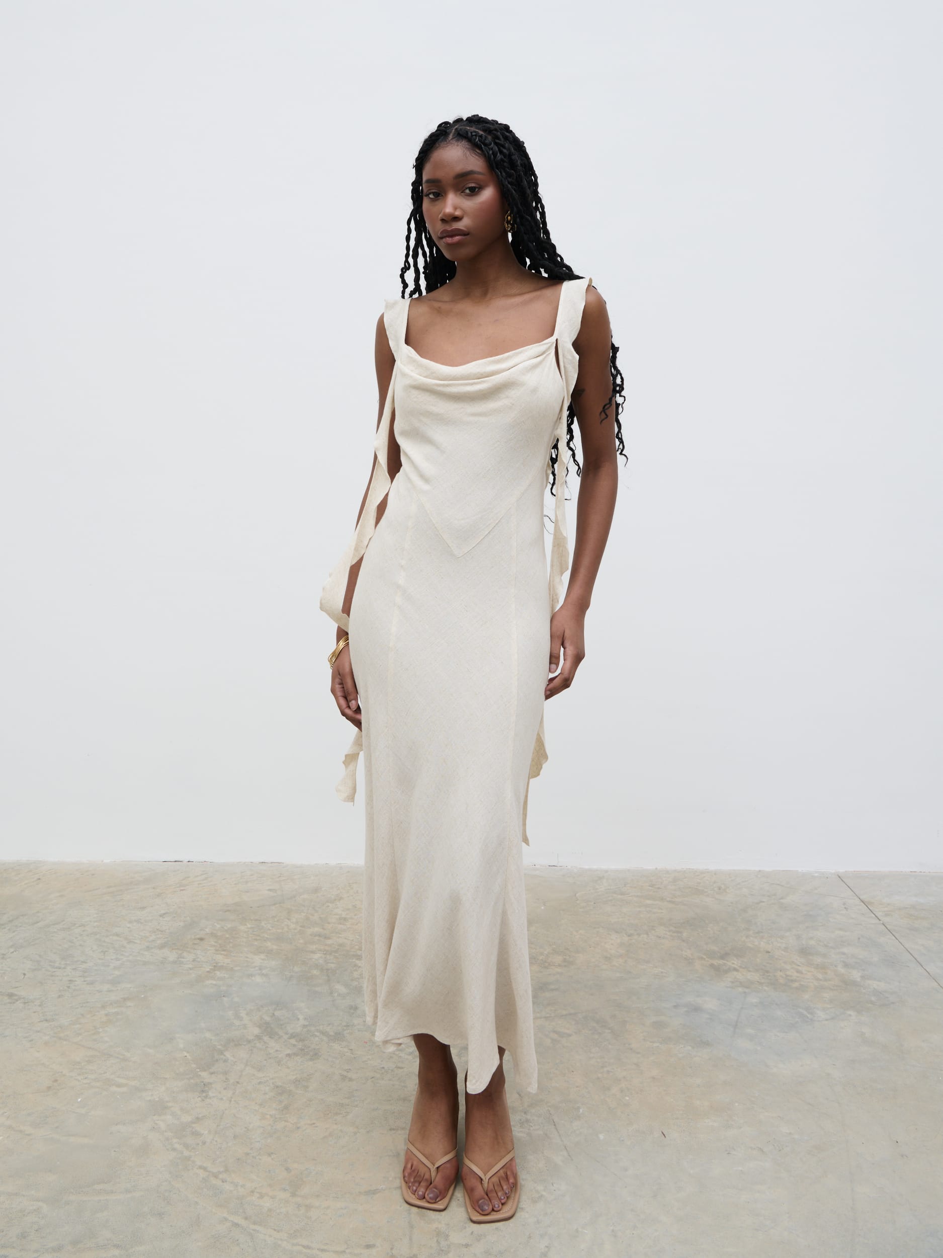 Rya Ruffle Midaxi Dress - Sand – Pretty Lavish