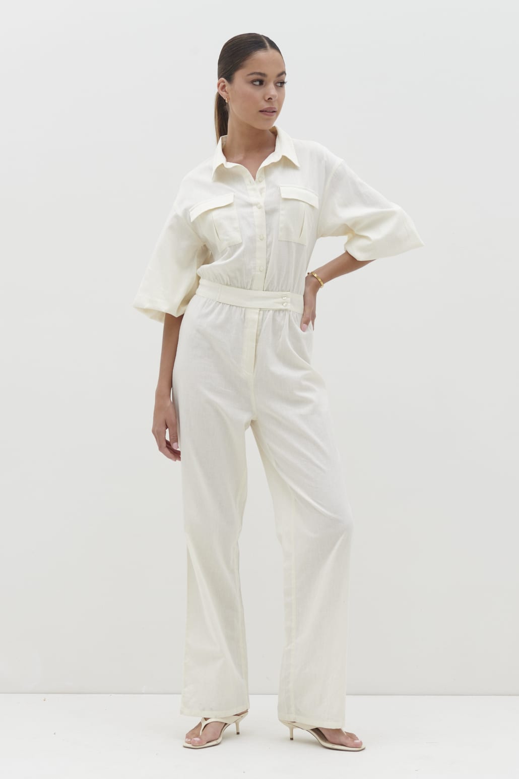 Shona Collared Jumpsuit - Stone – Pretty Lavish