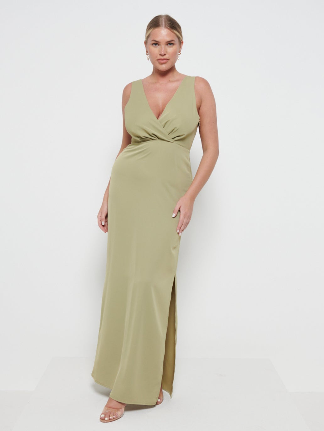 Silva Wrap Maxi Bridesmaid Dress - Olive – Pretty Lavish