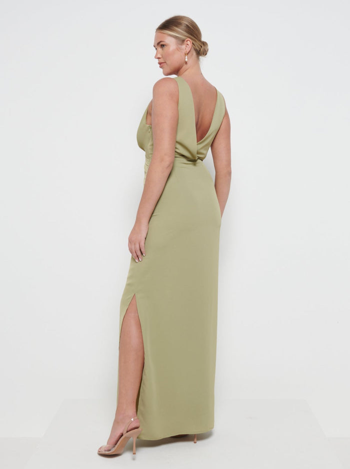 Silva Wrap Maxi Bridesmaid Dress - Olive – Pretty Lavish