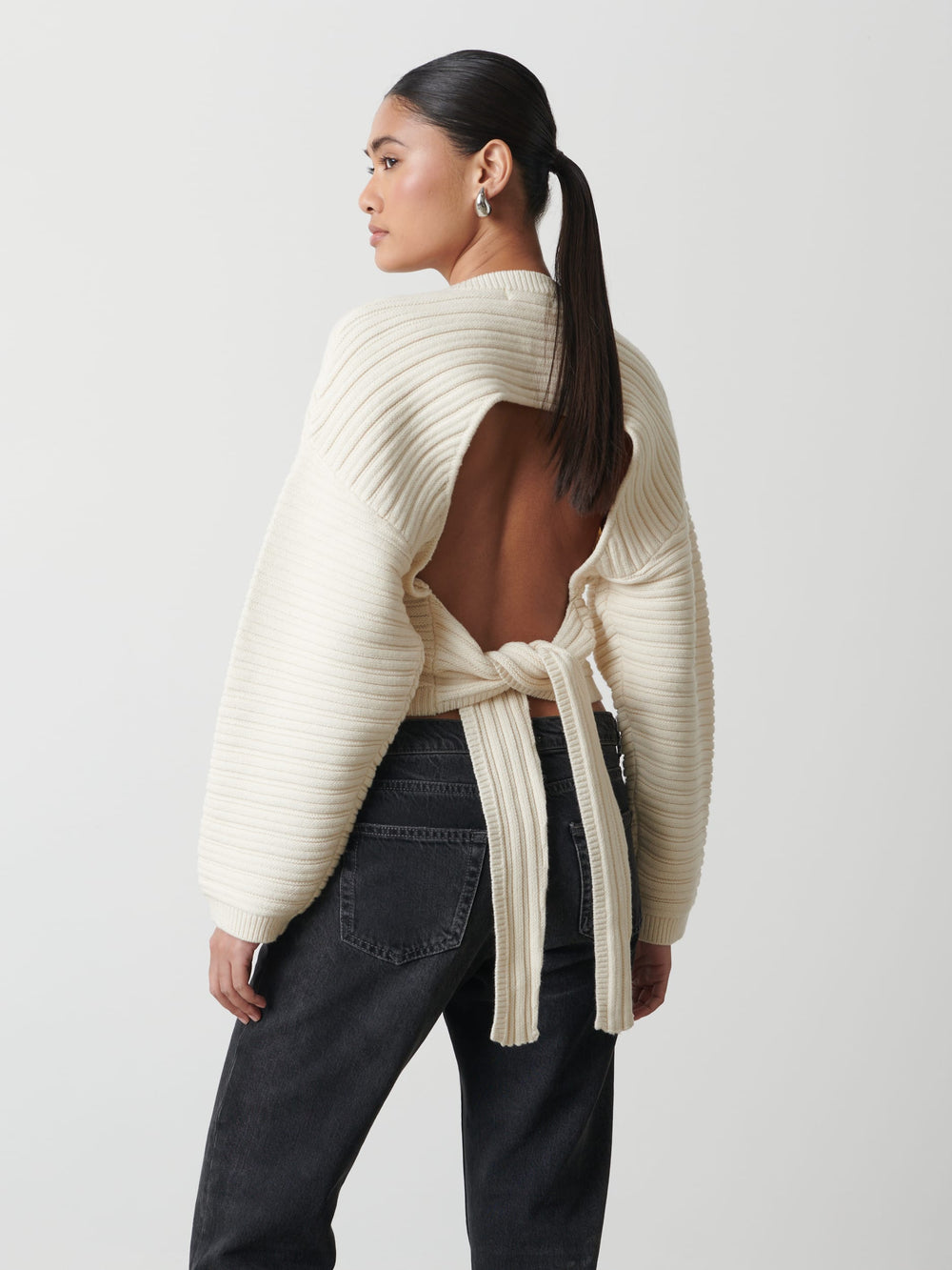 Simone Tie Back Jumper - Cream – Pretty Lavish
