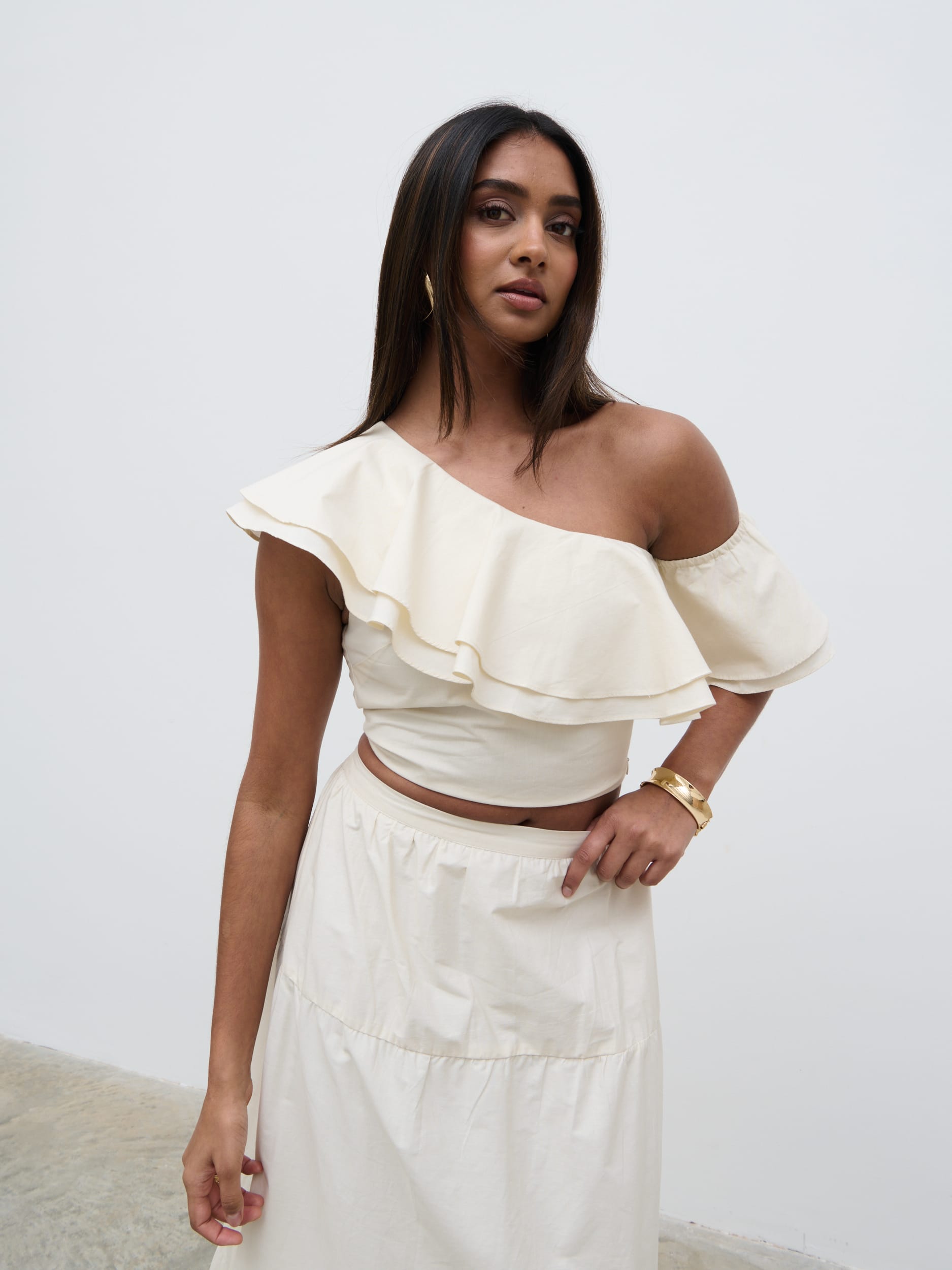 Sol Ruffle Cropped Top - Natural – Pretty Lavish