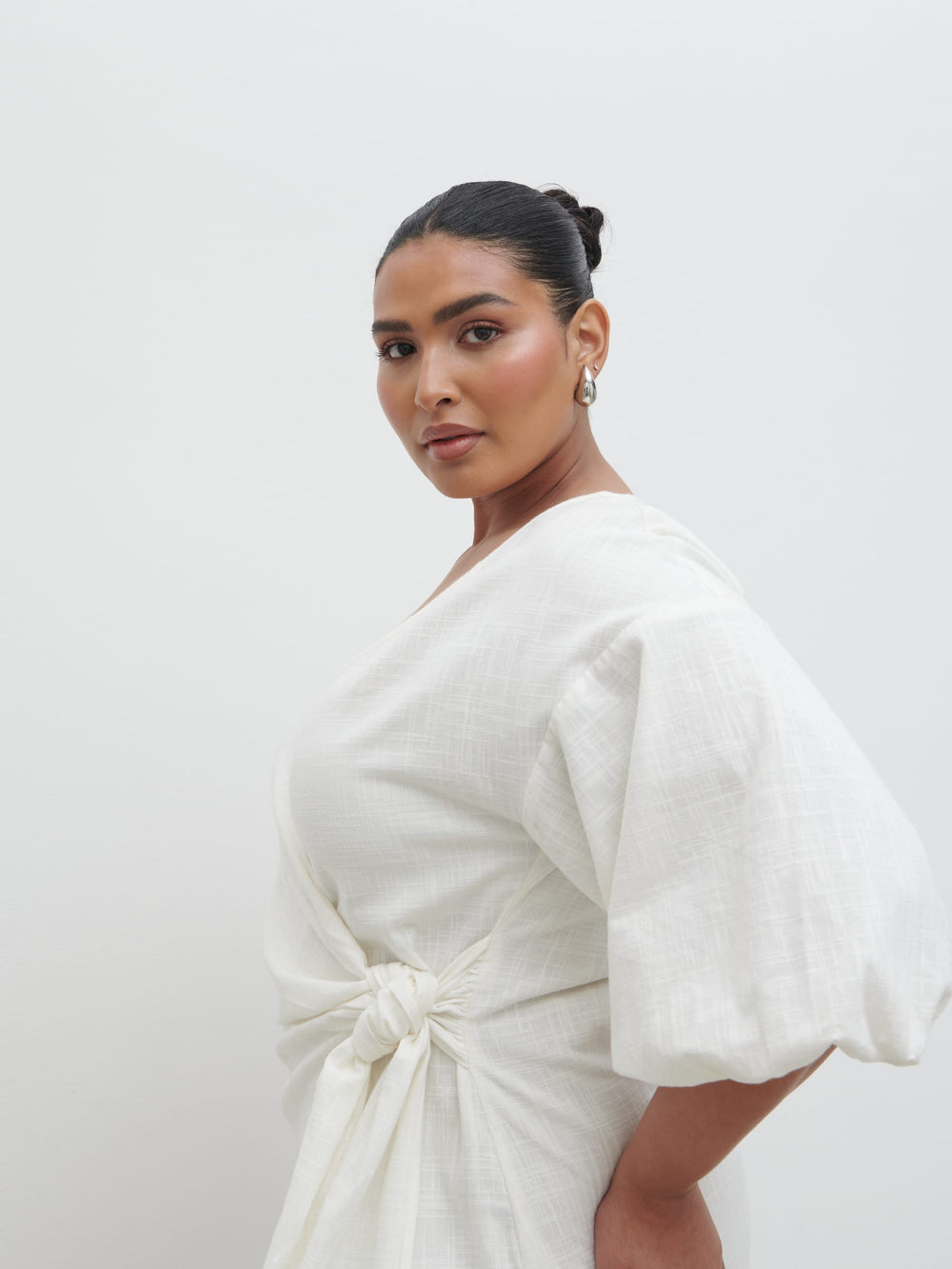 Tamara Wrap Mini Dress Curve - Cream – Pretty Lavish