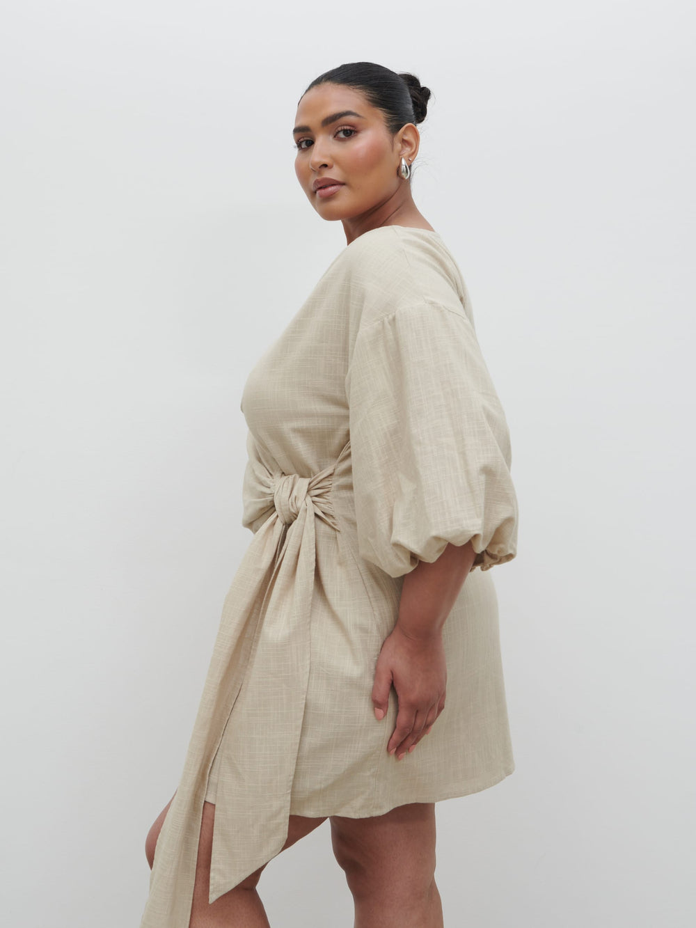 Tamara Wrap Mini Dress Curve - Natural – Pretty Lavish