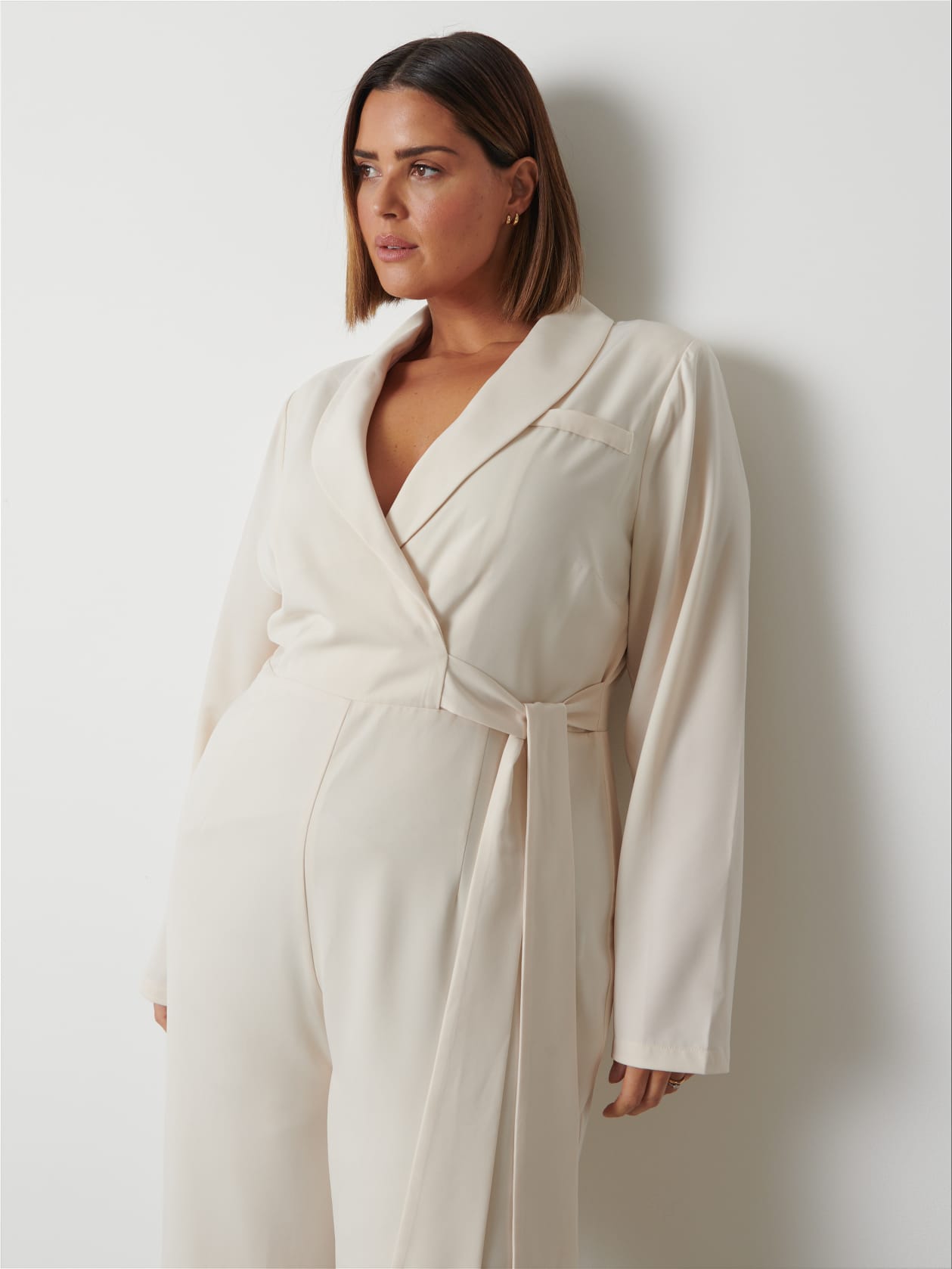 Vienna Tied Jumpsuit Curve - Oyster – Pretty Lavish